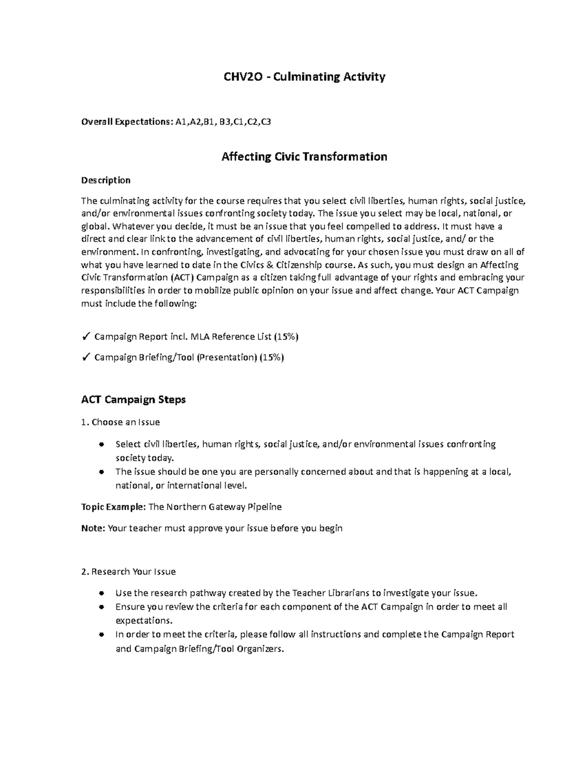 CHV2O - Civic Transformation Campaign: Addressing Social Justice Issues ...