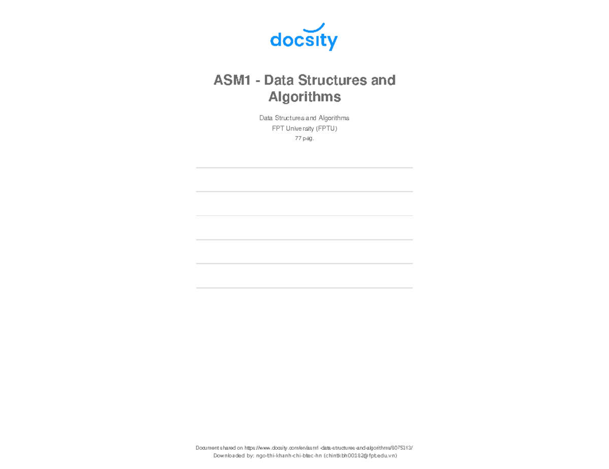 Docsity asm1 data structures and algorithms - ASM1 - Data Structures ...