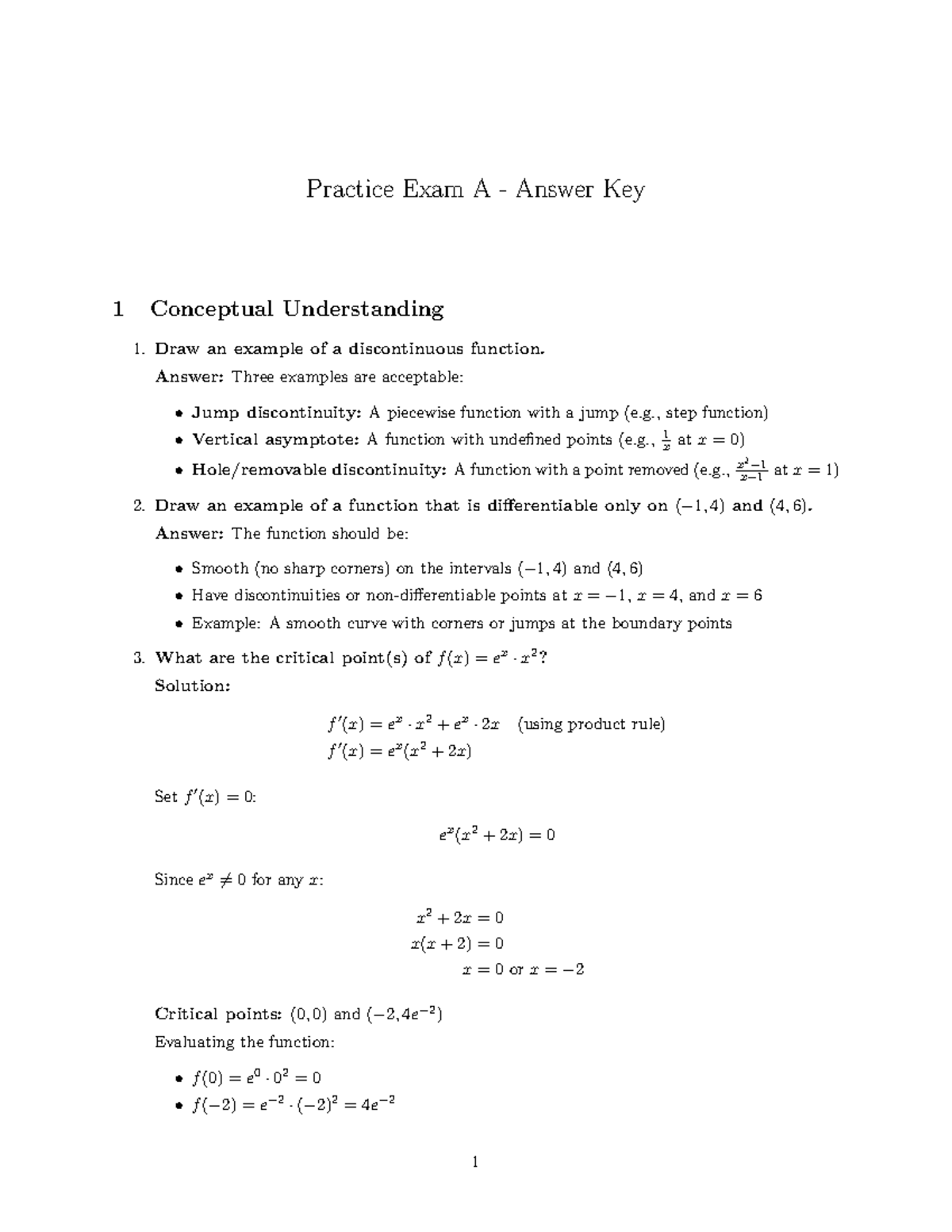 Sample Test 1 Solutions - Final Answers for Exam A - Studocu