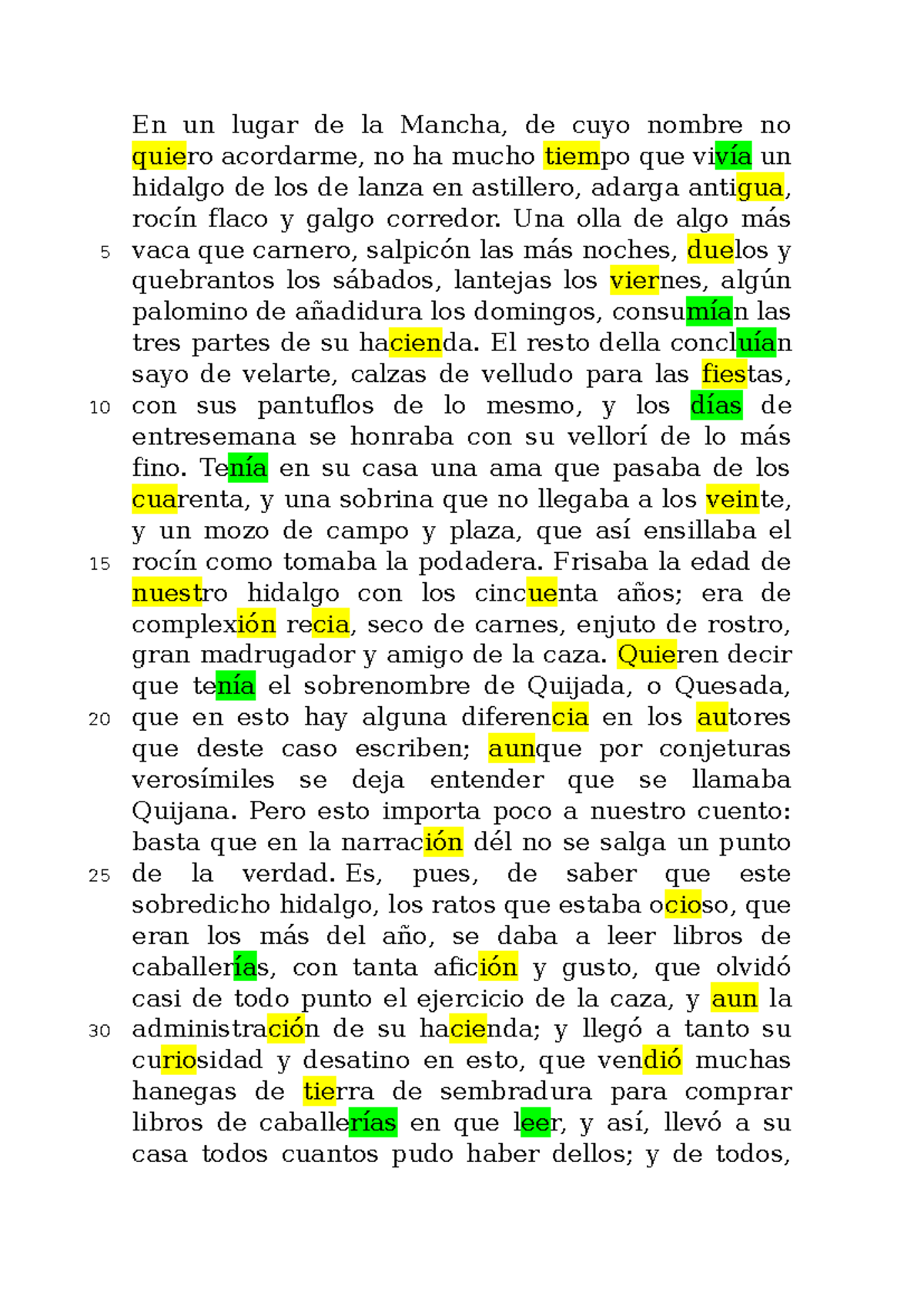 Quijote: Diptongos y Hiatos en el Texto Clásico - Studocu