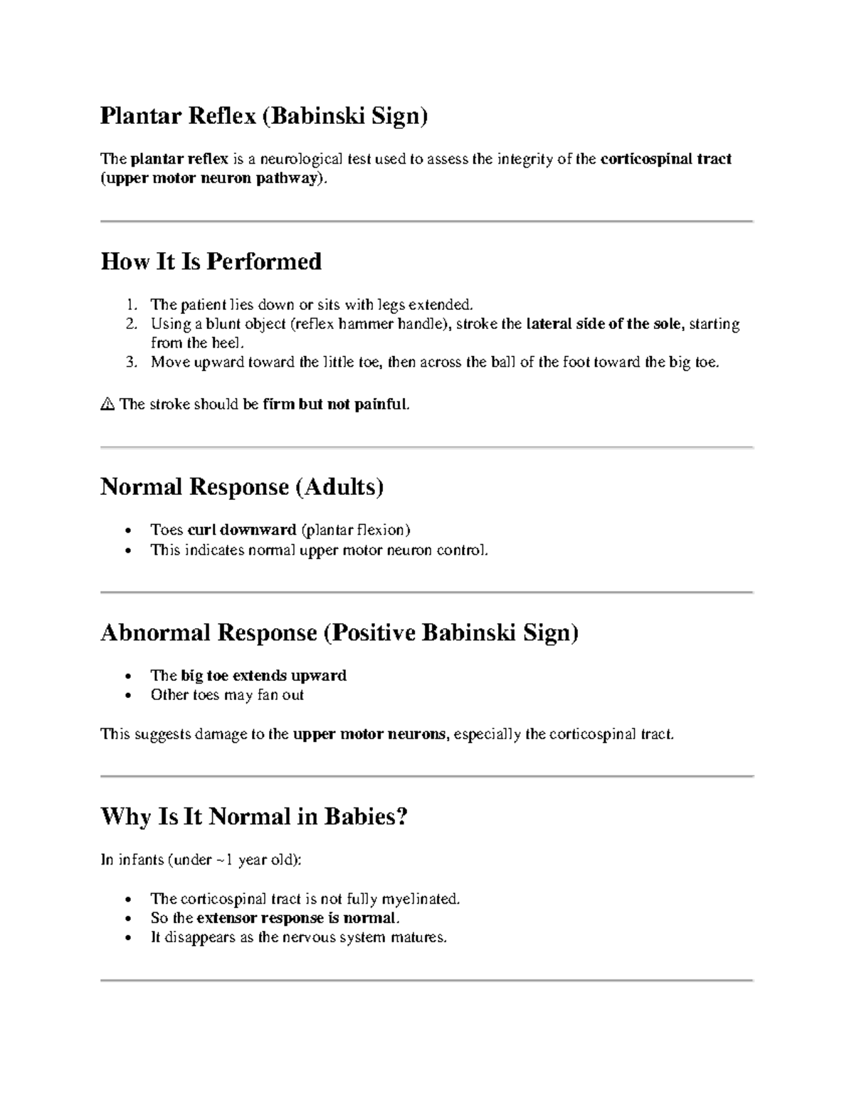 Plantar Reflex (Babinski Sign) - Lecture Notes on Neurological ...