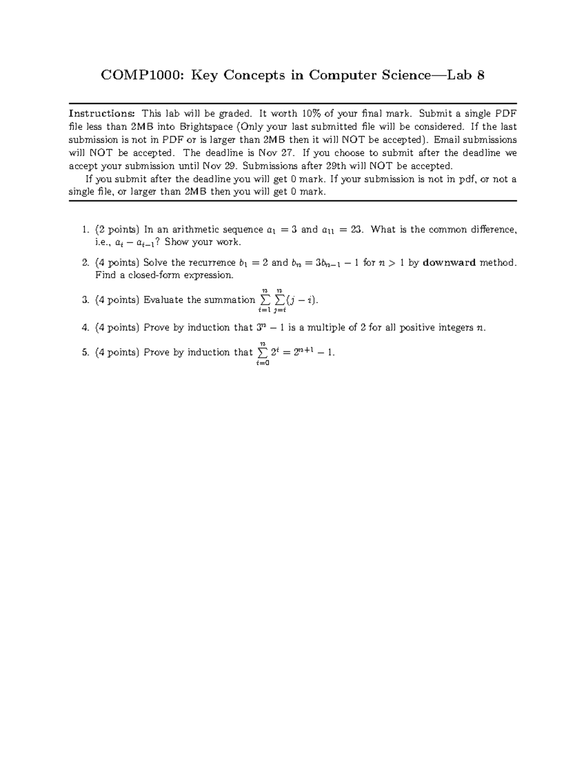 COMP 1000 - Lab 8: Key Concepts in Computer Science - Studocu