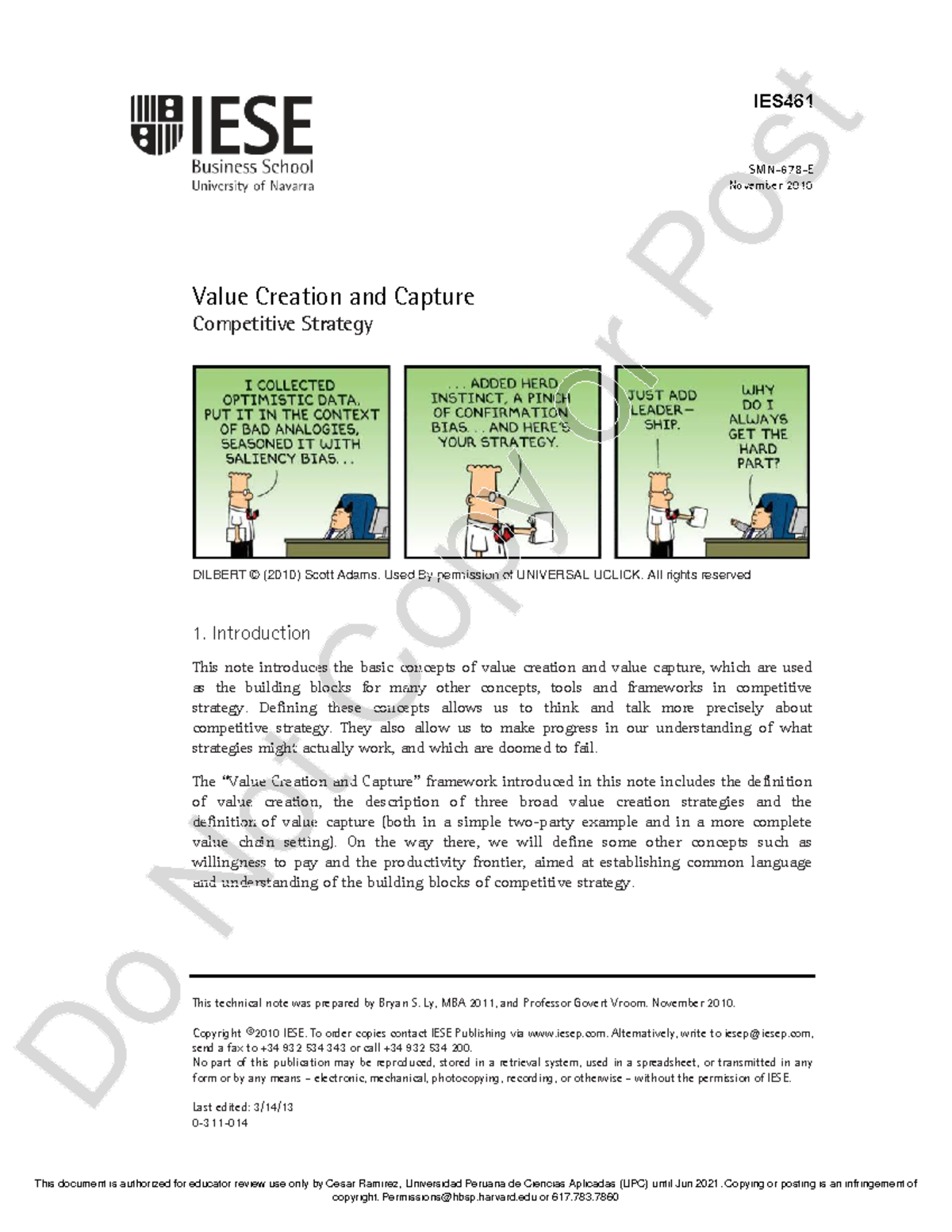 Value Creation and Capture in Competitive Strategy (IES461) - Studocu