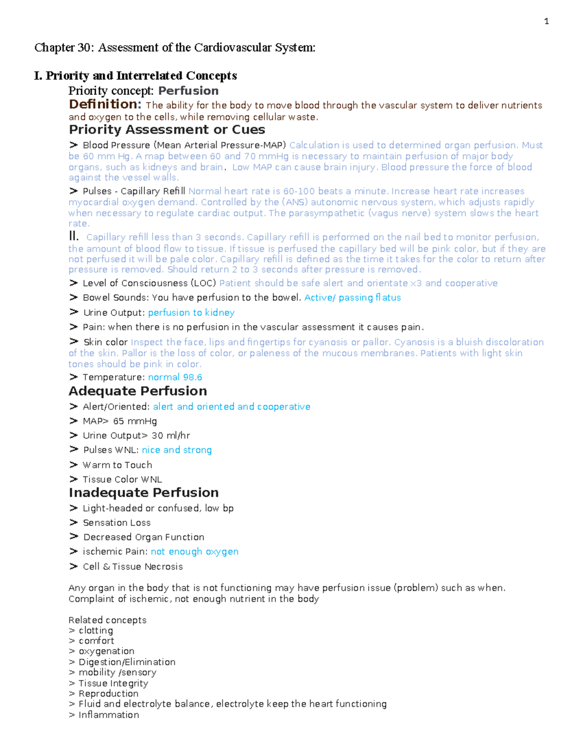 Chapter 30: Cardiovascular Assessment and Perfusion Concepts Guide ...