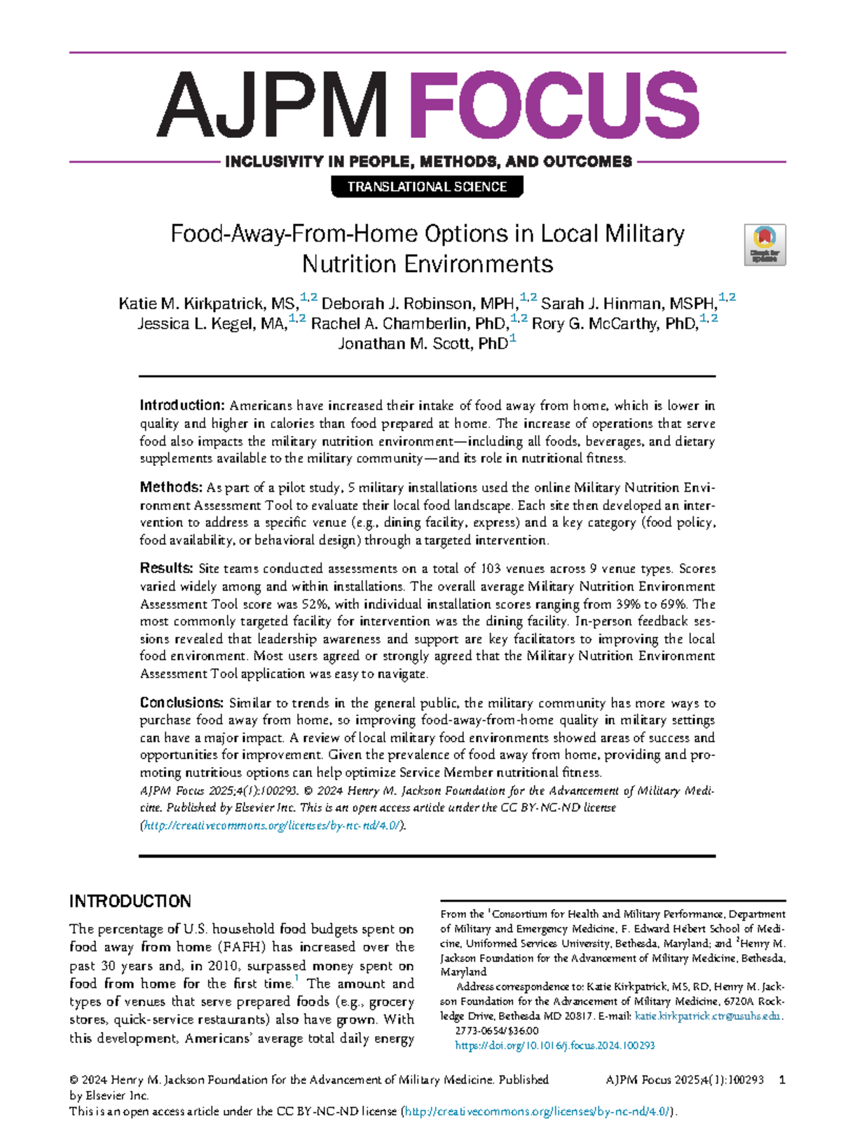 Food-Away-From-Home Options in Military Nutrition: 2025 Insights - Studocu