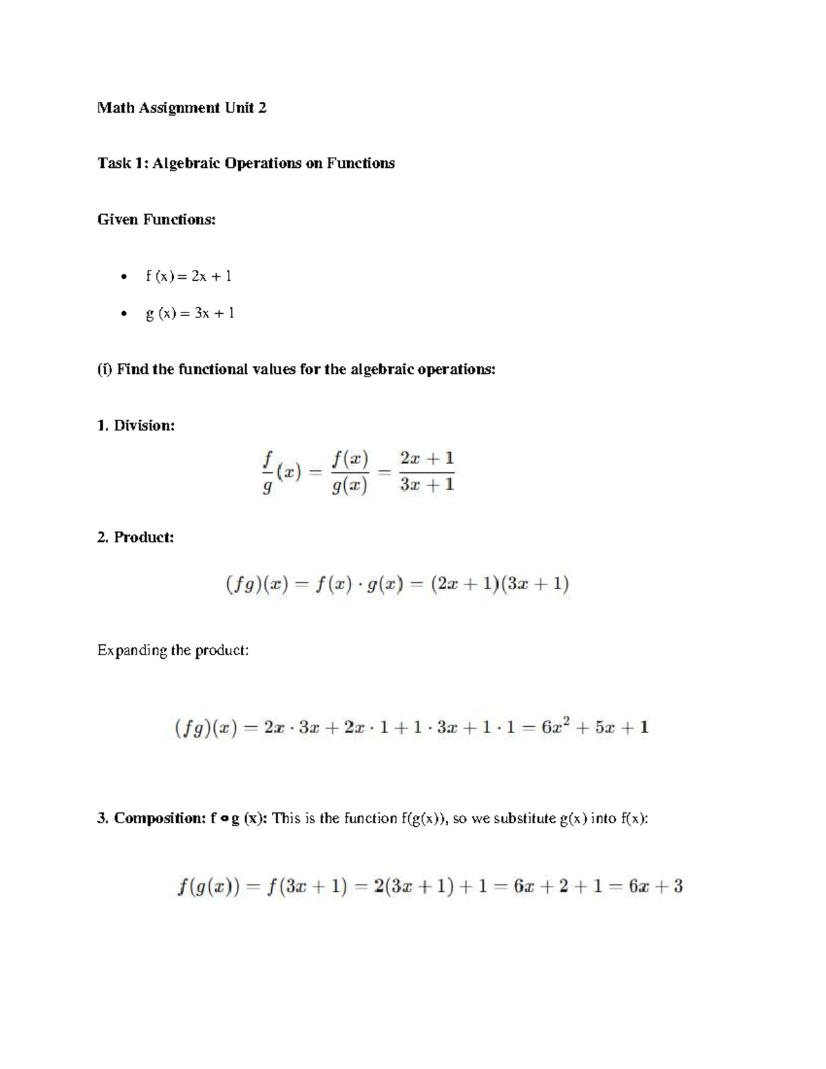 Math Assignment Unit 2 - Graded 10 - Math Assignment Unit 2 Task 1 ...