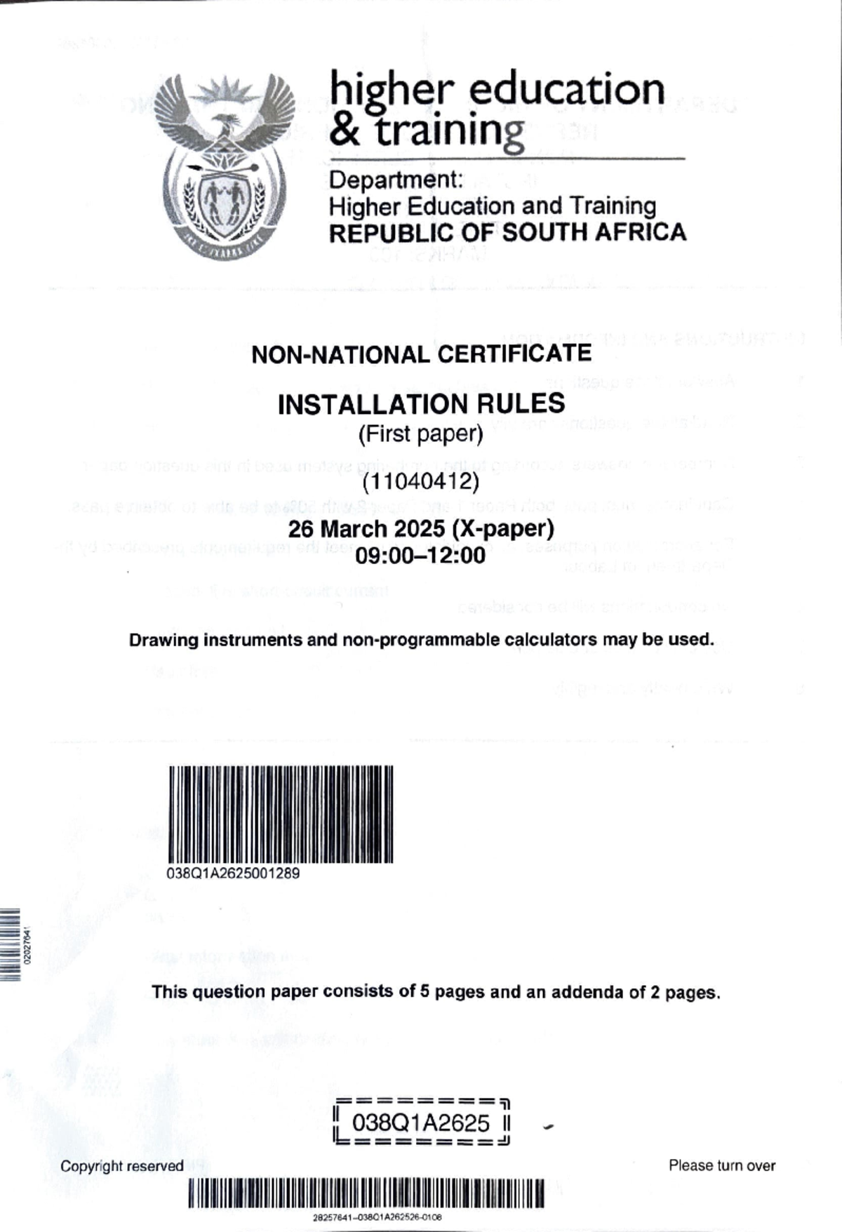 Higher Education Training: Certificate Installation Rules (11040412 ...