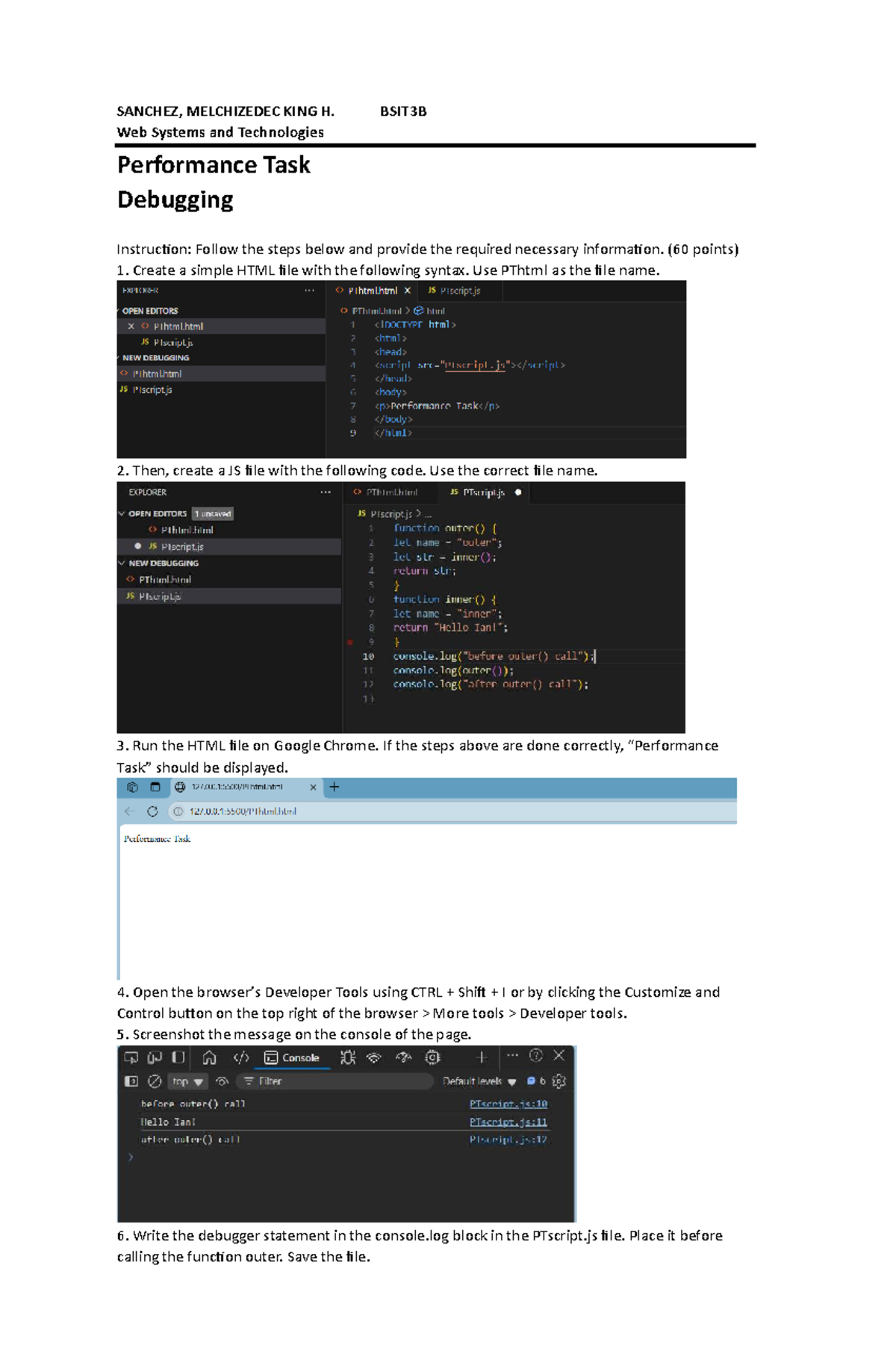 Web Systems & Tech BSIT3B Performance Task: Debugging Instructions - Studocu