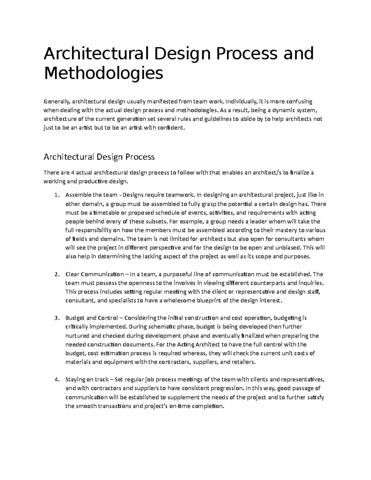 Architectural Design Process and Methodologies - Architectural Design ...