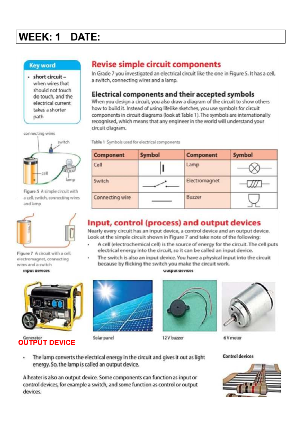 Grade 8 Term 4 Notes: Output Device Control & Energy Sources - Studocu