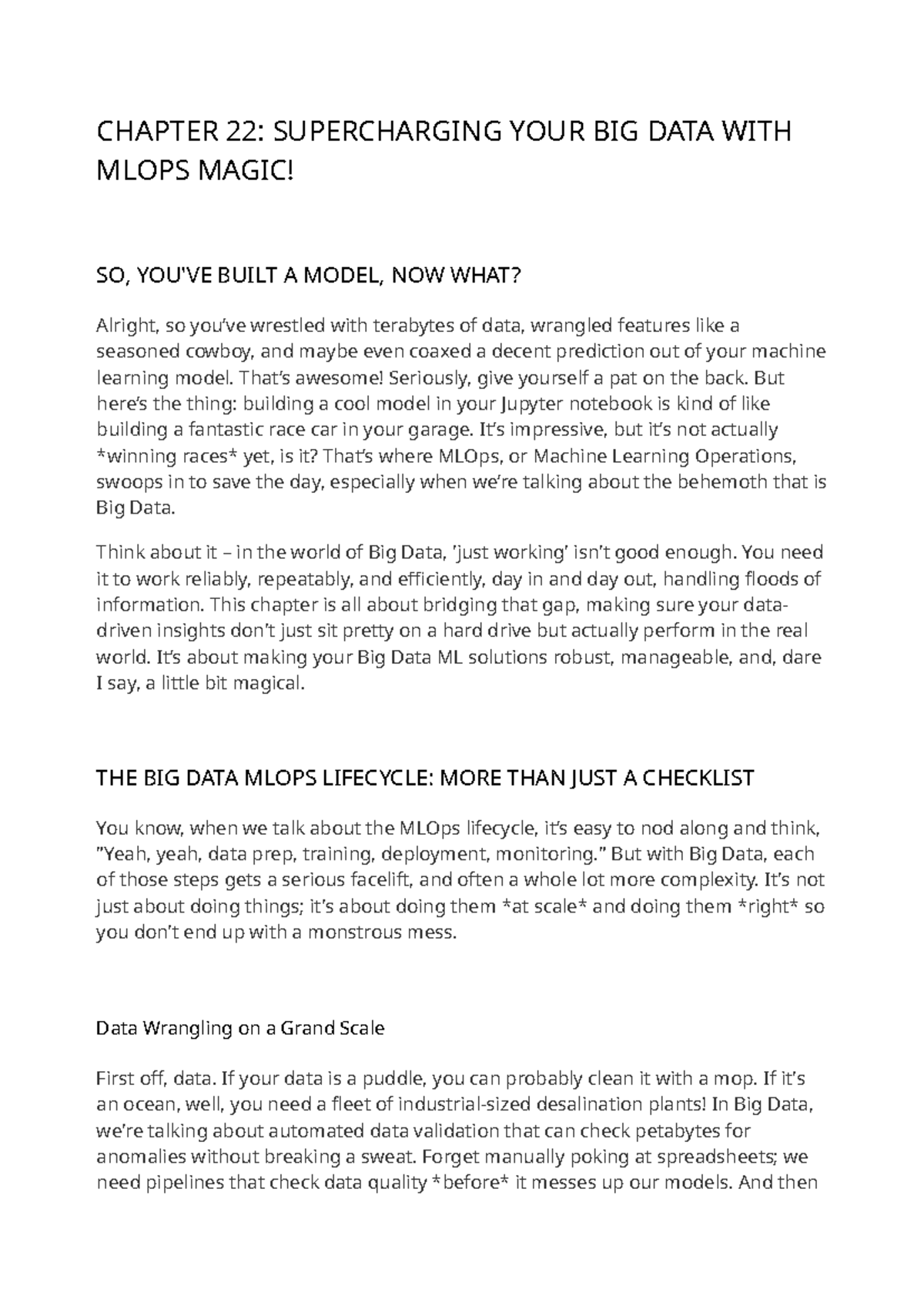 CHAPTER 22: MLOps for Big Data - Bridging the Gap to Success - Studocu