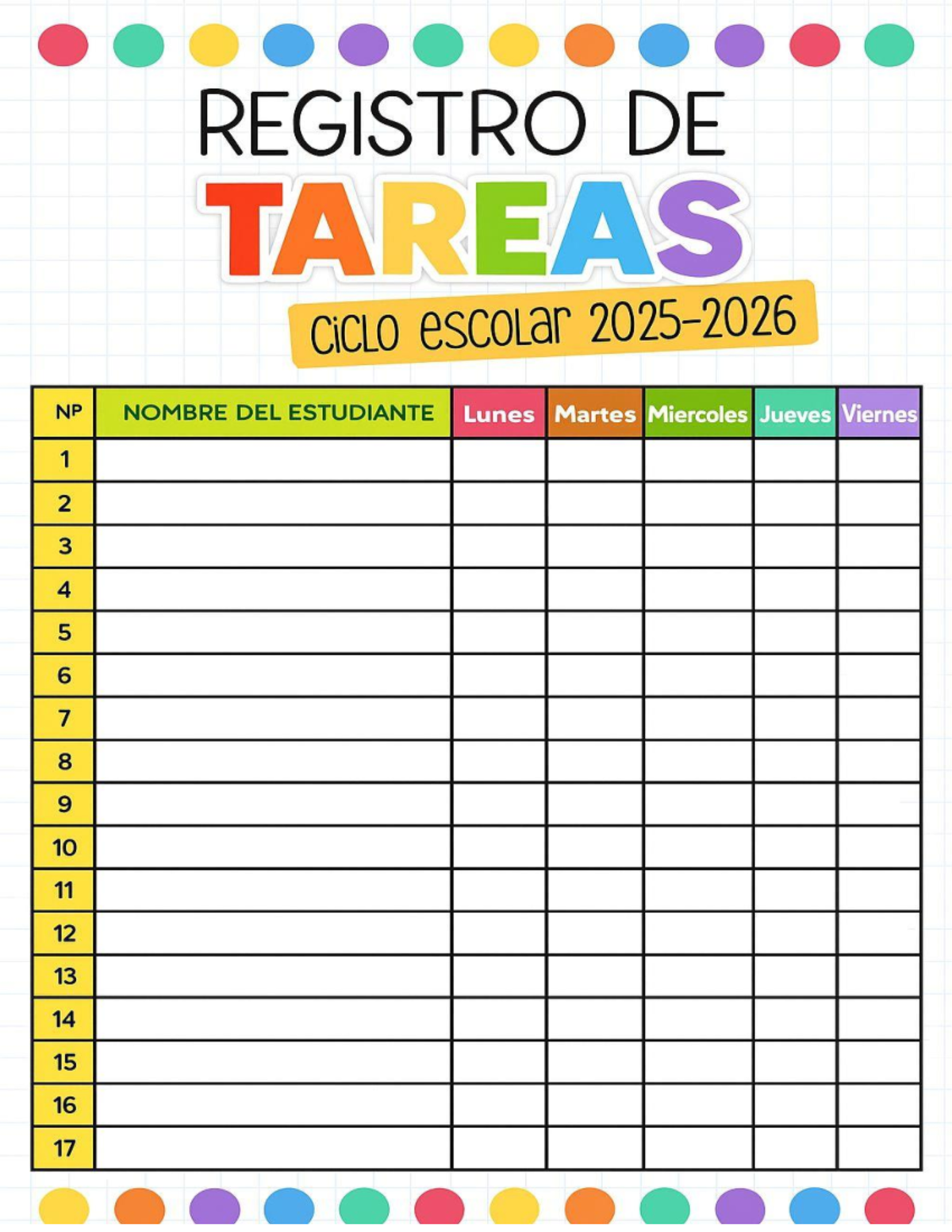 Registro De Tareas Ciclo Escolar 2025 2026 Opción 1 Studocu