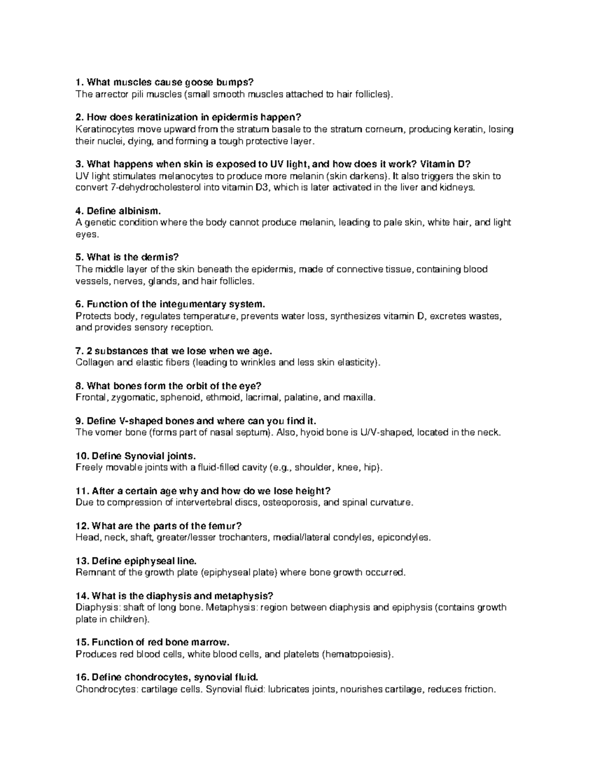 Unit 2 Study Guide: Integumentary & Skeletal Systems Overview - Studocu