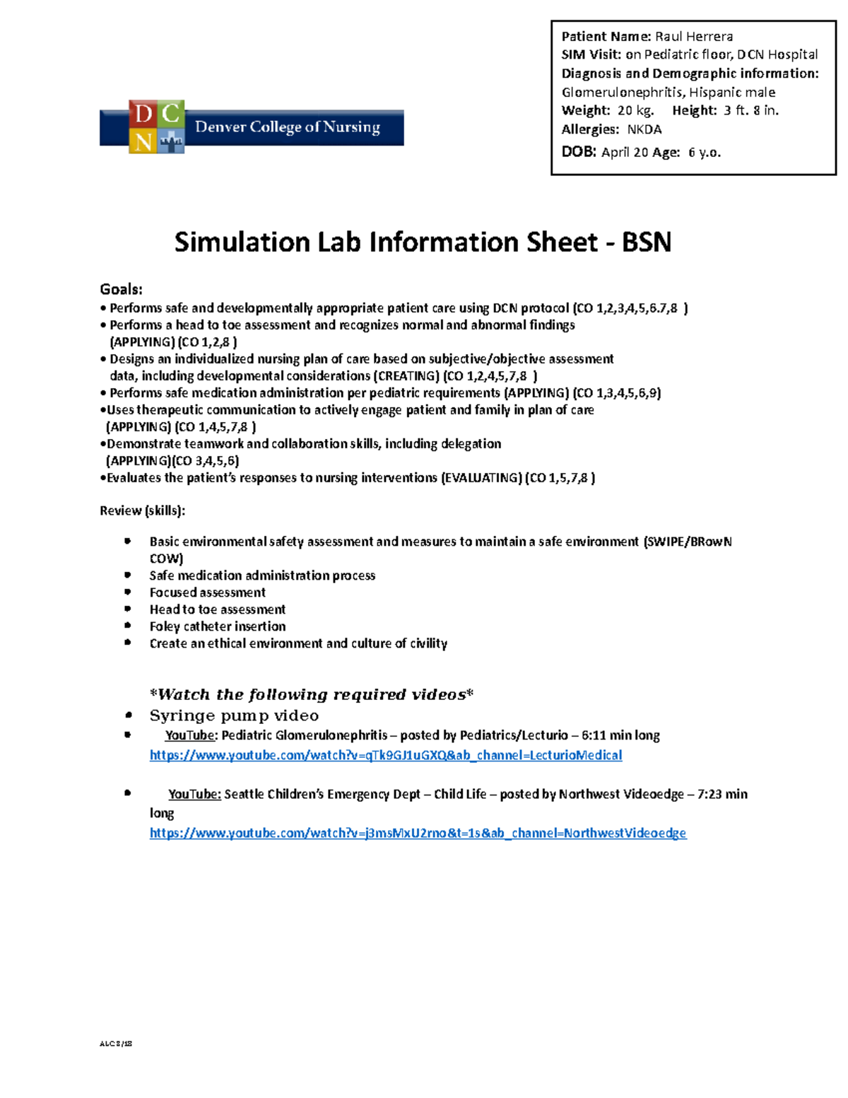 BSN Simulation Lab Study Guide: Key Patient Care Protocols - Studocu