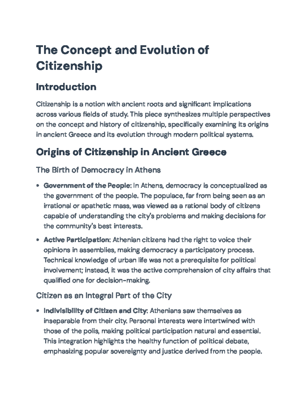 The Concept and Evolution of Citizenship: From Ancient Greece to ...