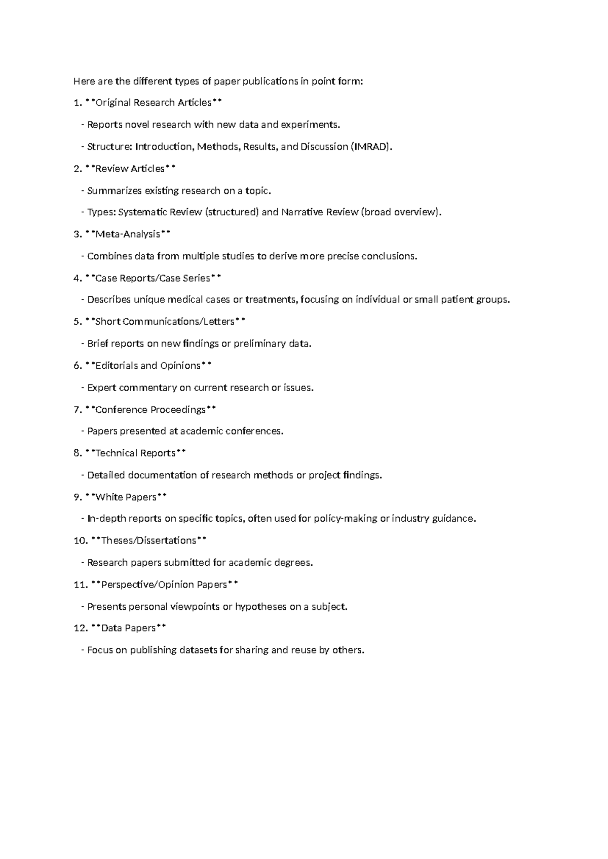Types of Paper Publications: A Comprehensive Overview - Studocu