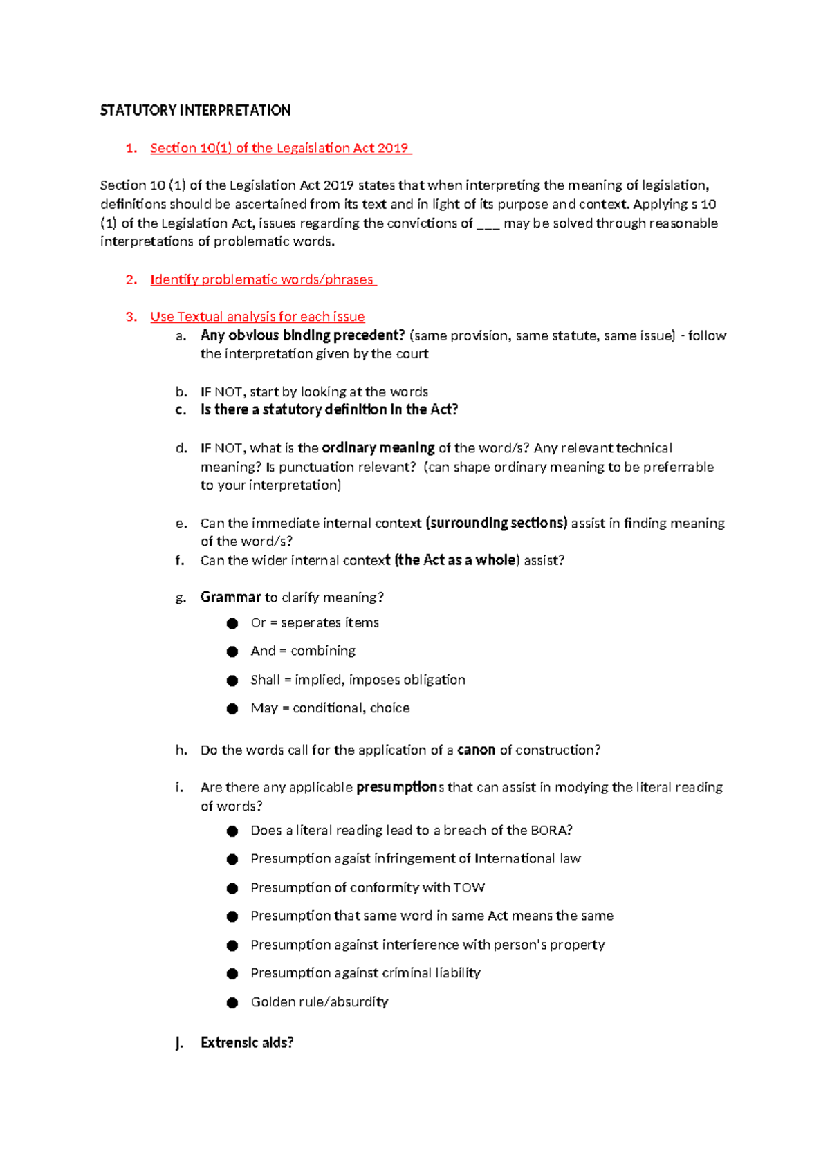 LAW131 stat interpretation EXAM Notes 2022 (1) - STATUTORY ...