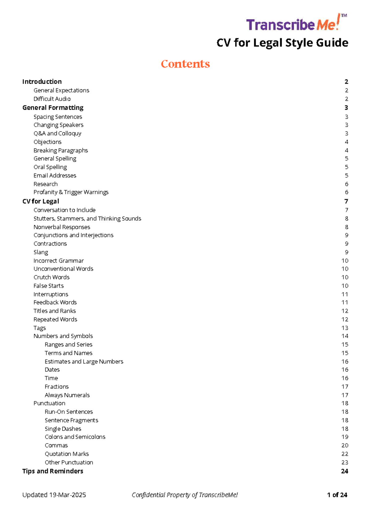 T105 Clean Verbatim Style Guide for Legal Transcription (LPE 3 19 25 ...