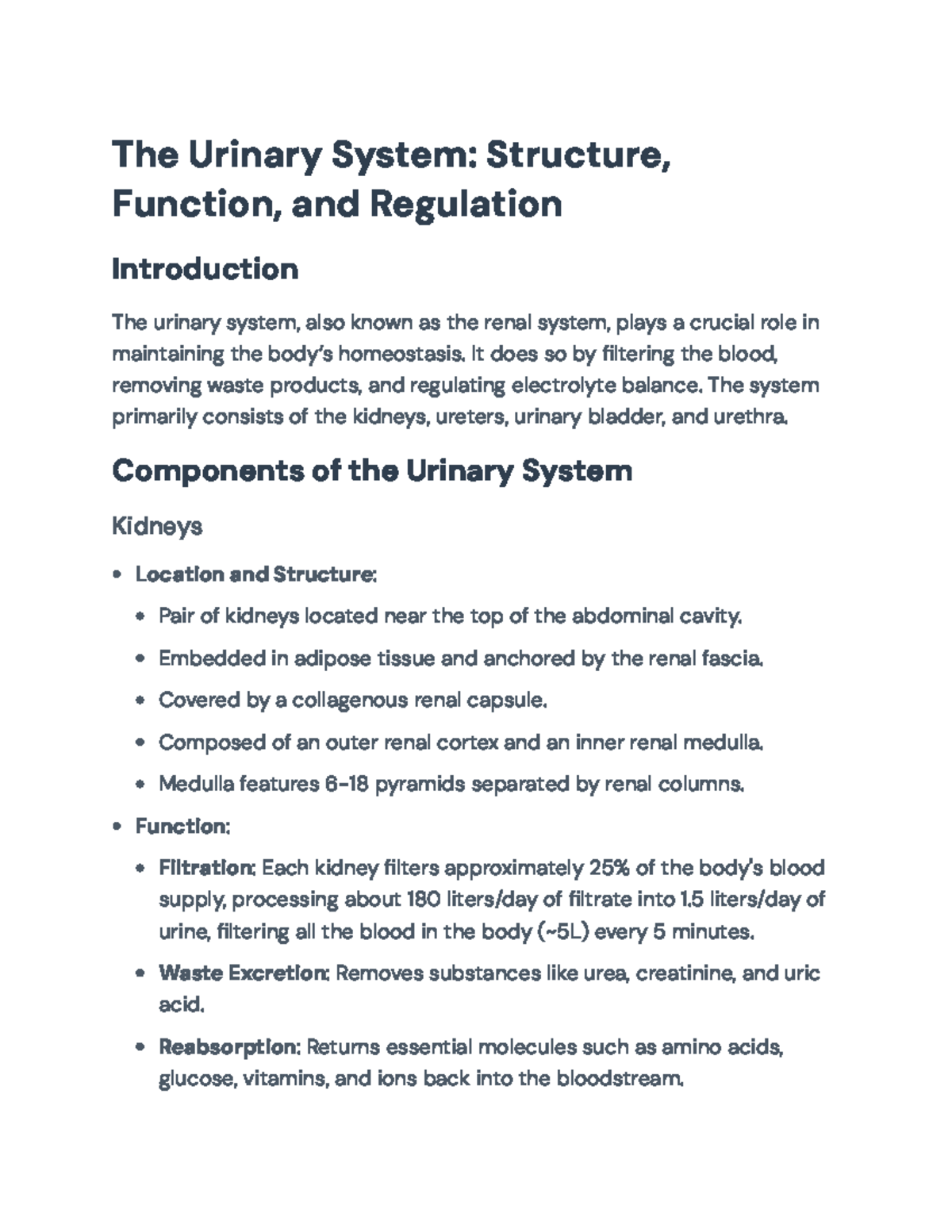 Urinary System Overview: Structure, Function, and Regulation - The ...