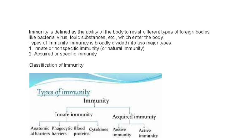 Immunity Overview: Types and Functions - Immunity-navami PART 1 - Studocu