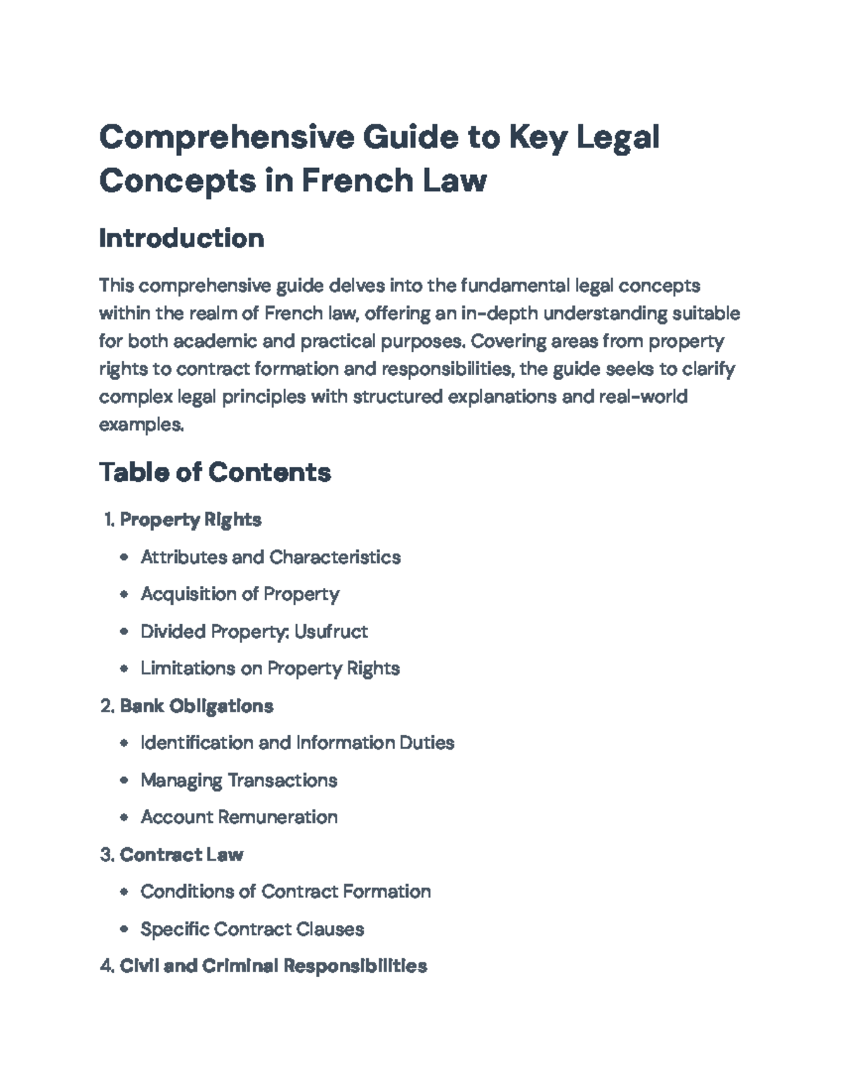 Comprehensive Guide to Key Legal Concepts in French Law - Comprehensive ...