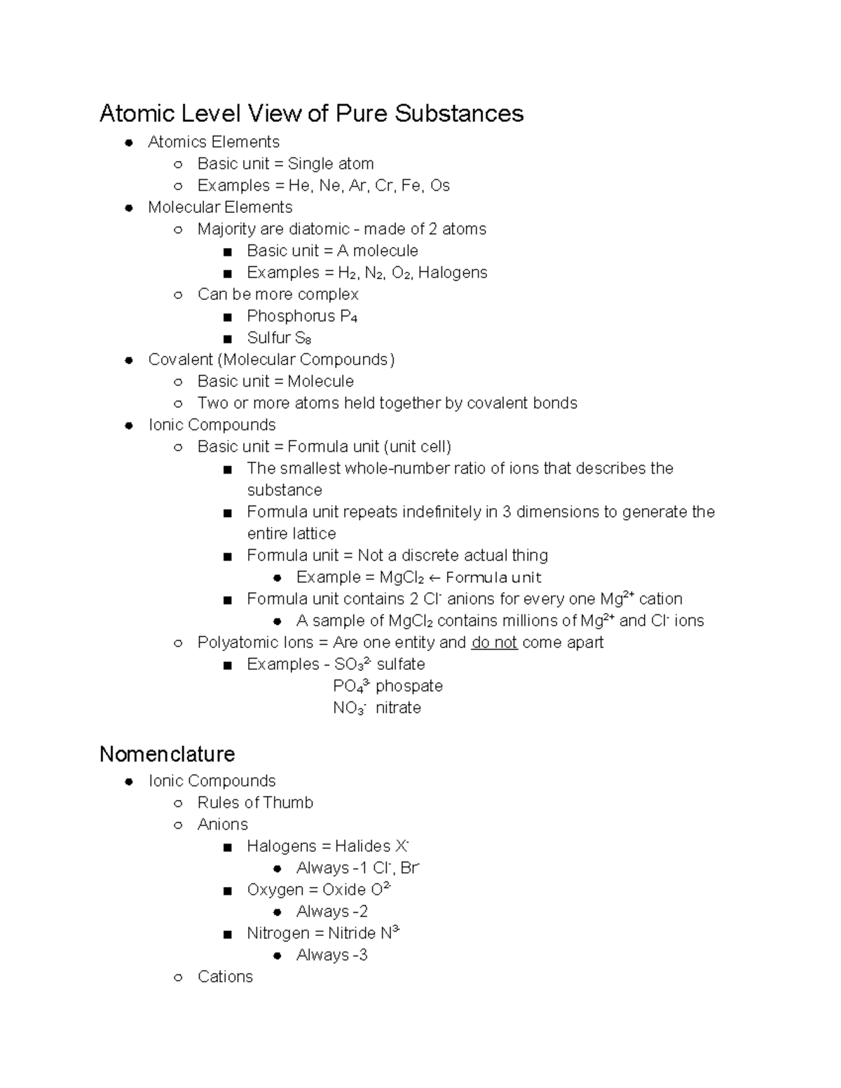 Ionic Compounds Nomenclature & Properties: An Atomic Level View - Studocu
