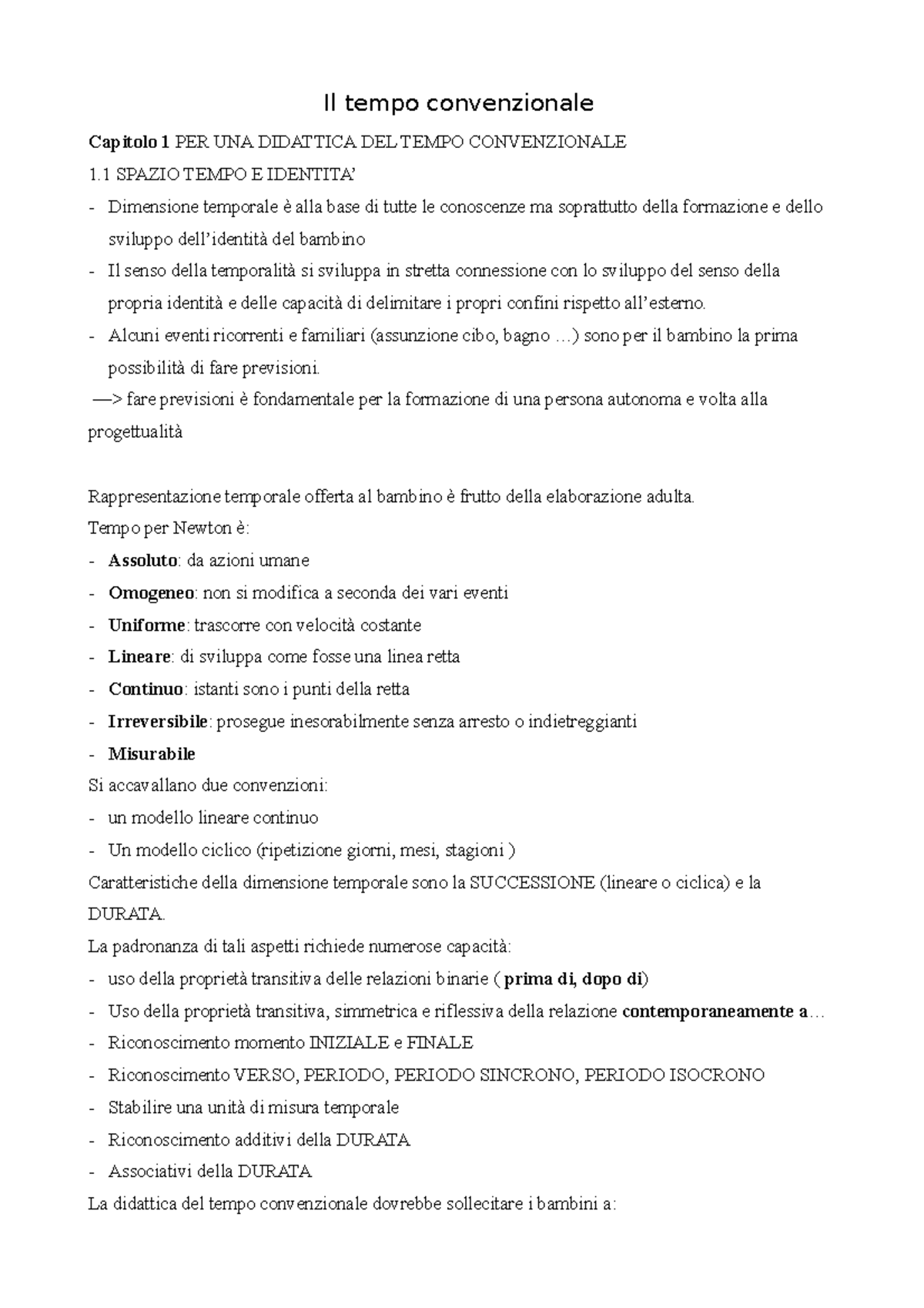 Il tempo convenzionale nella didattica: un approccio educativo ...