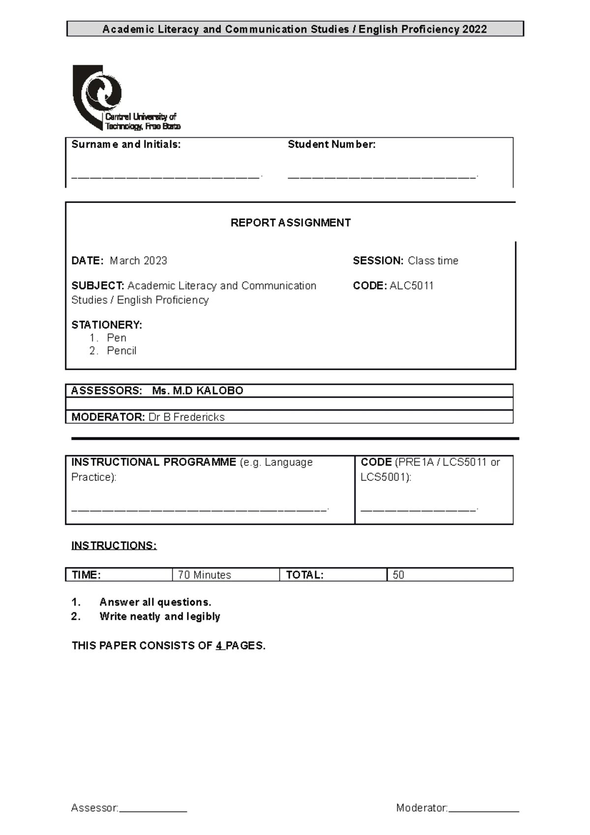 ALC Study Guide 2023 - LCS5011 & LCS5012 or LCS5001 CREDITS = 12 ...