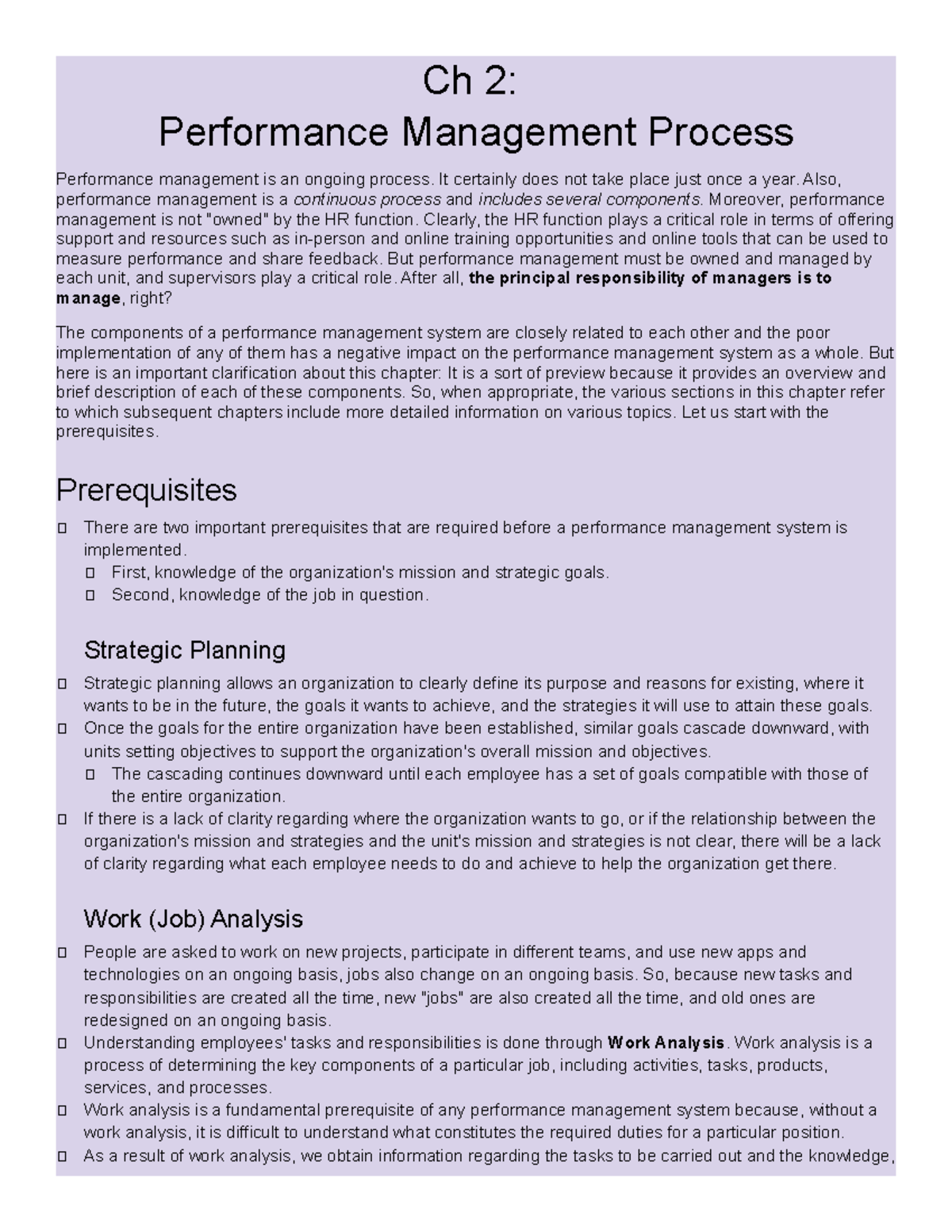 Ch 2: Overview of the Performance Management Process Explained - Studocu