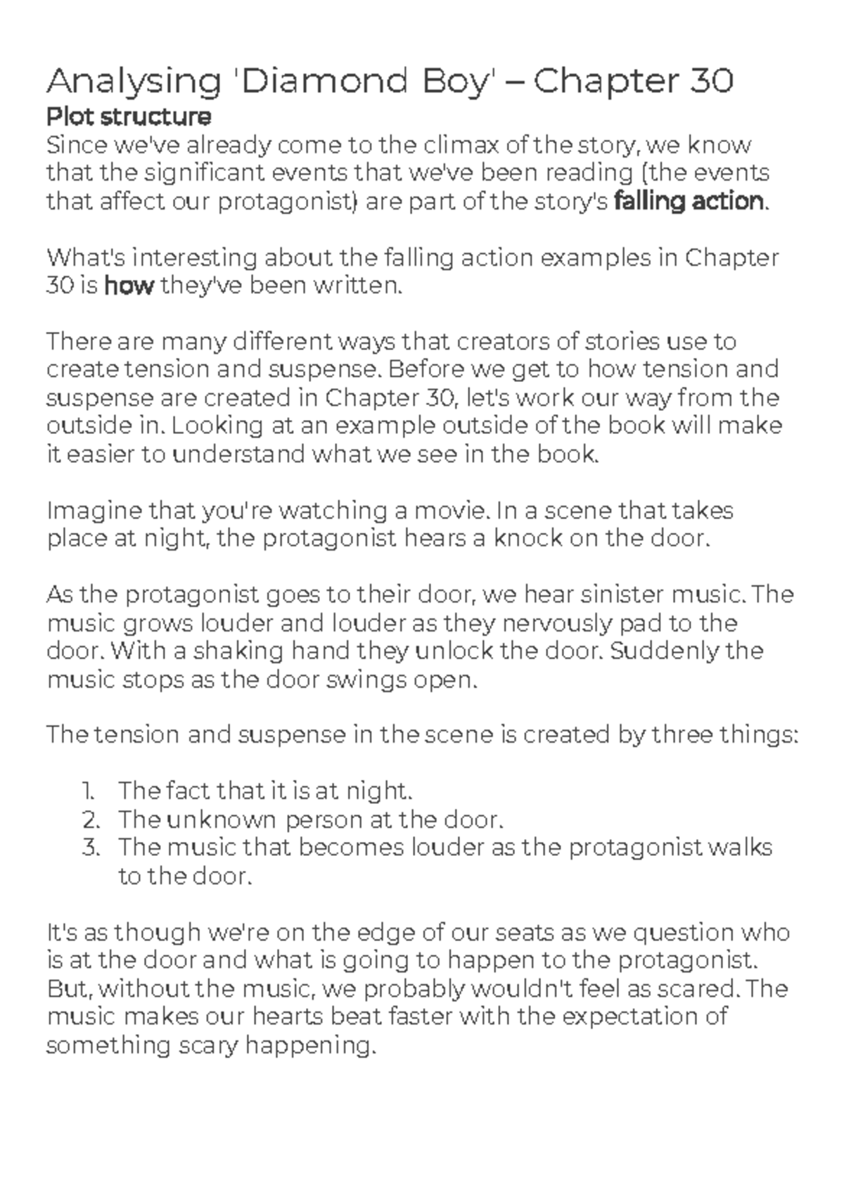 Summary of Chapter 20 Diamond boy - Analysing 'Diamond Boy' – Chapter 30 Plot structure Since we ...