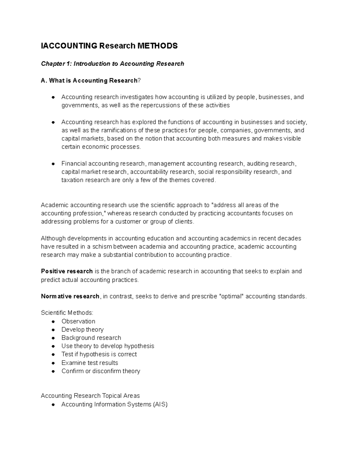 IACCOUNTING Research Methods: Chapter 1 - Intro to Accounting Research ...