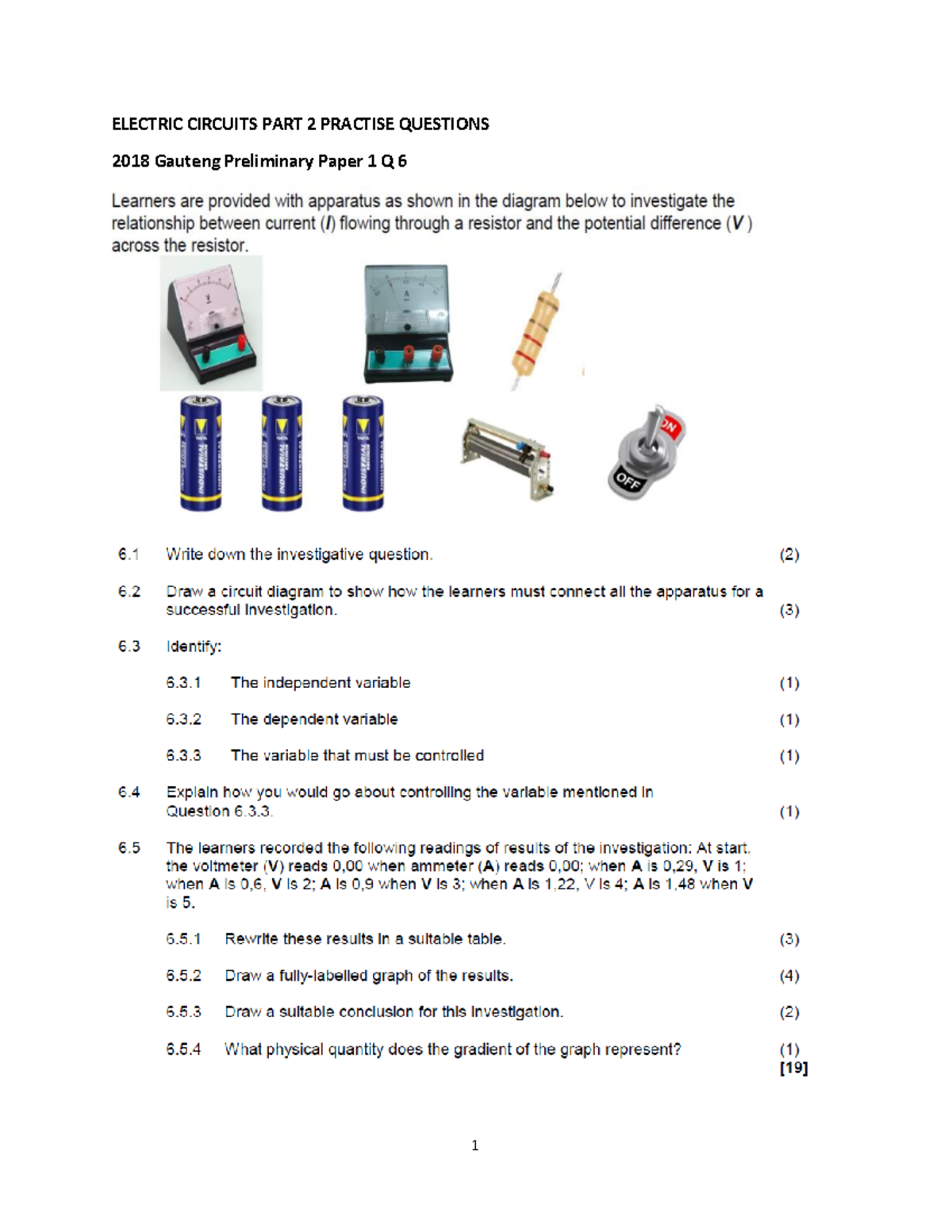 ELECTRIC CIRCUITS PART 2 PRACTICE QUESTIONS (2018-2019) - Studocu