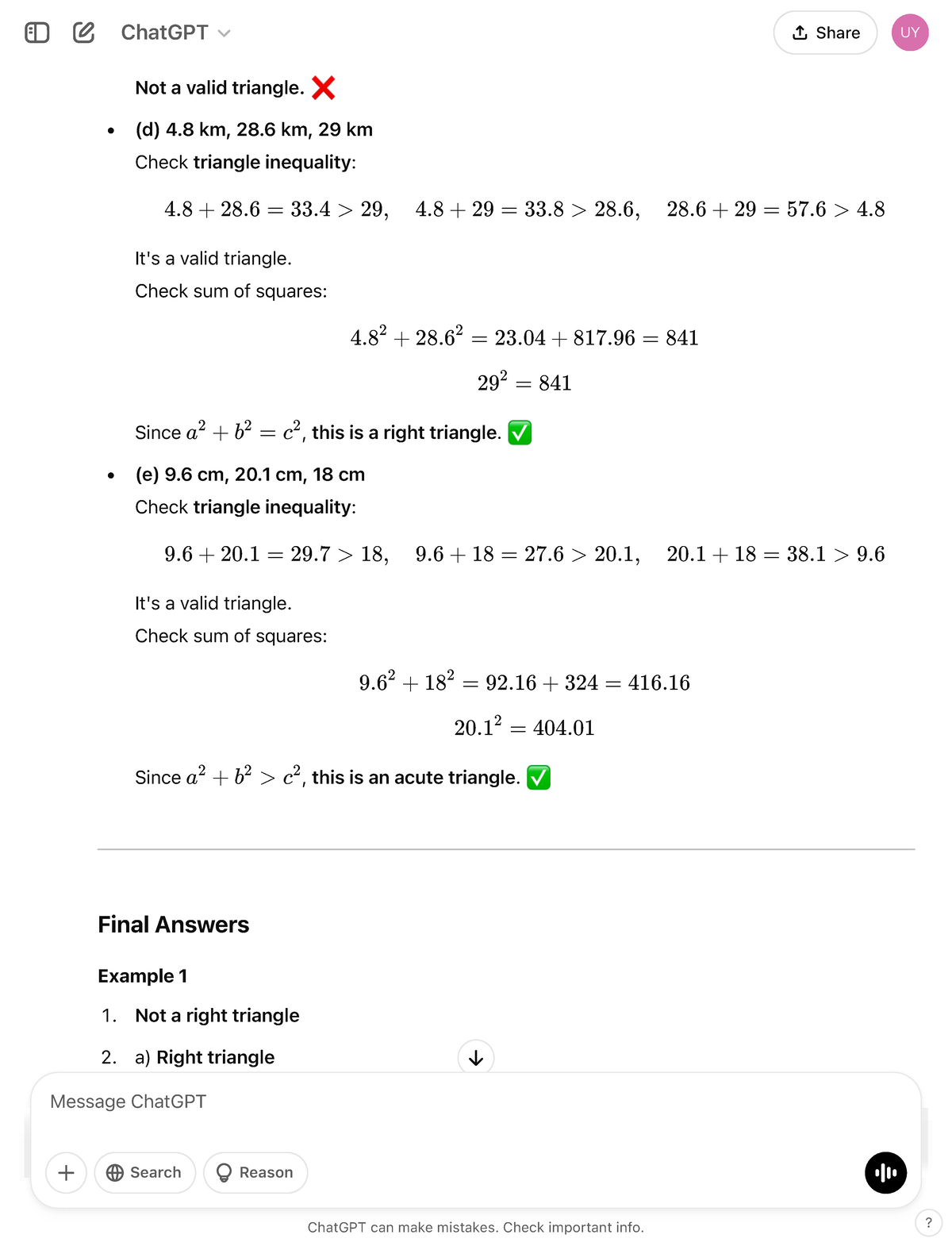 Triangle Types and Solutions - Not a valid triangle. (d) 4 km, 28 km ...