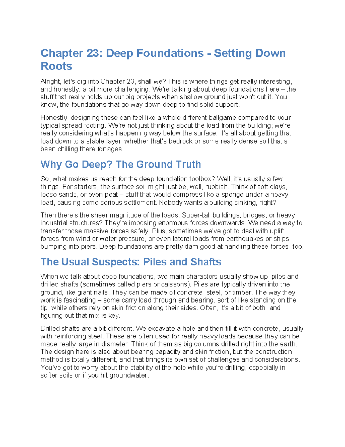 Concrete Design Insights: Chapter 23 - Deep Foundations Explained - Studocu