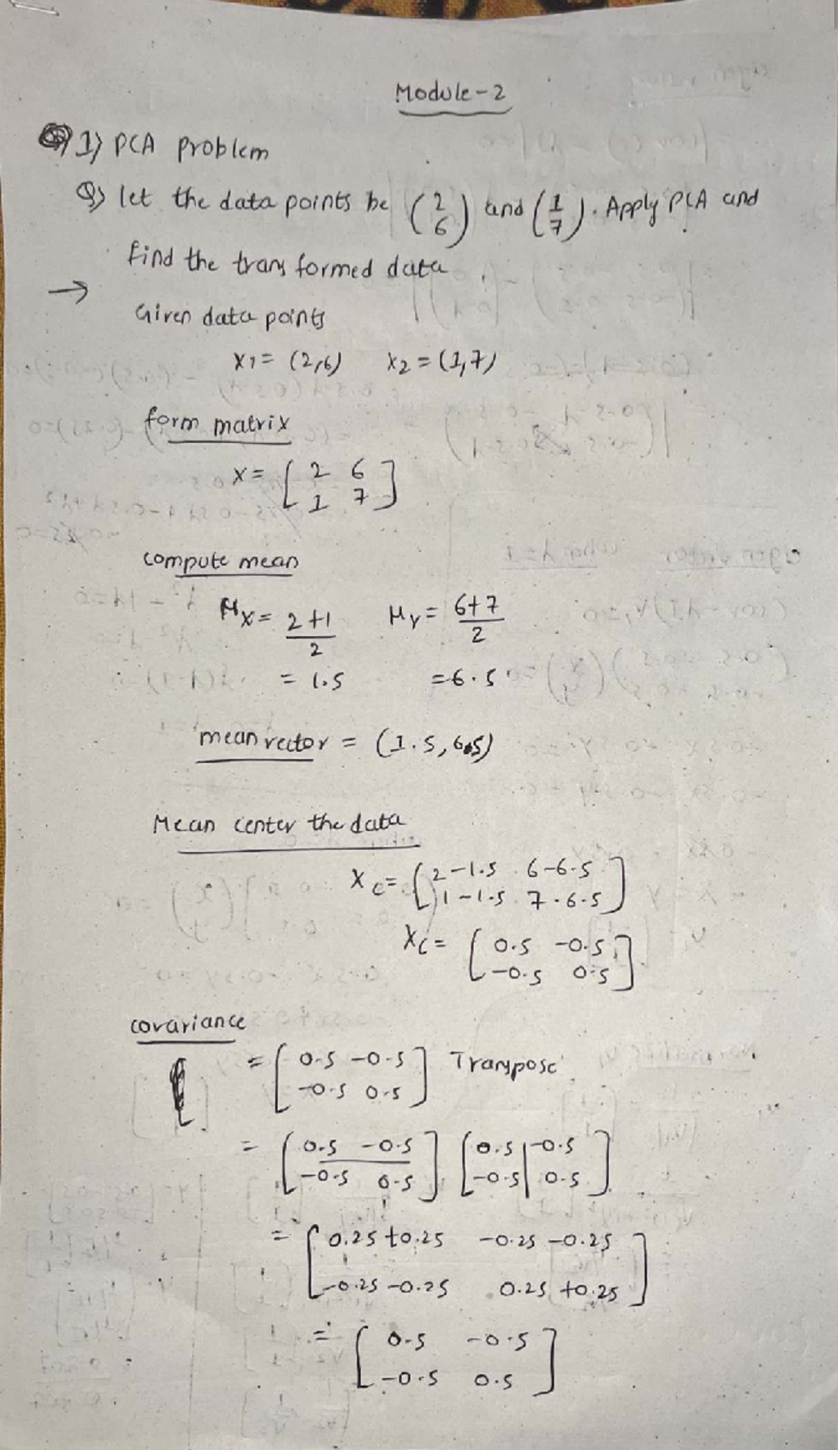 ML Module 2: PCA and Covariance Problems Explained - Studocu