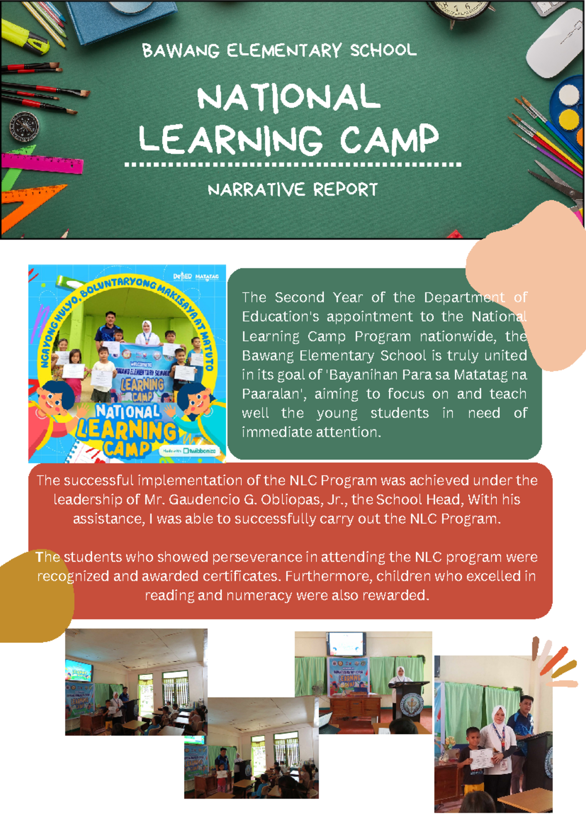 Bawang Elementary School Newsletter: National Learning Camp Report ...