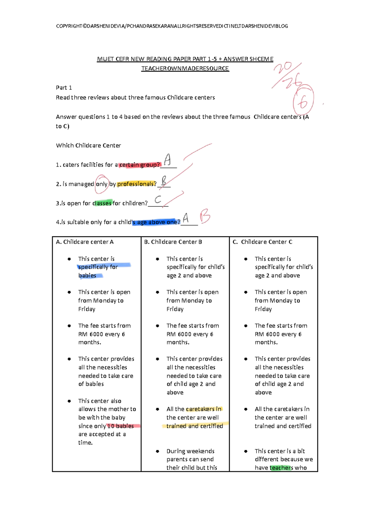 Another MUET CEFR Reading Paper Part 1-5 Answer Scheme - Studocu