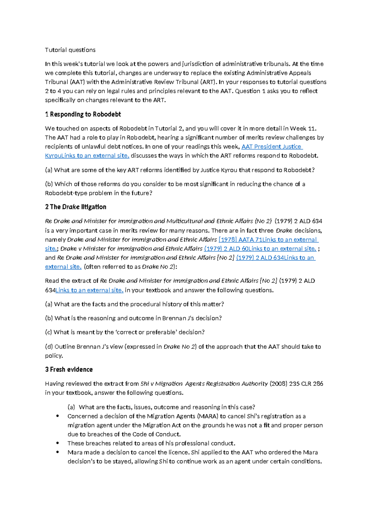 Week 5 - tutorial 4 questions - Tutorial questions In this week's ...