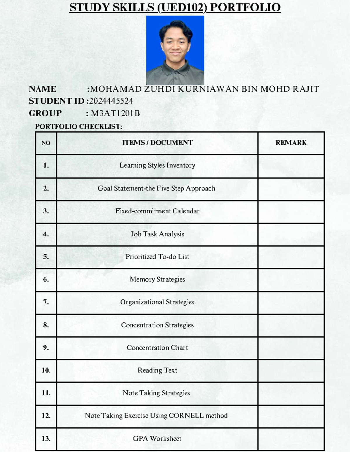 UED102 - Study Skills Portfolio for 1st Semester - Studocu