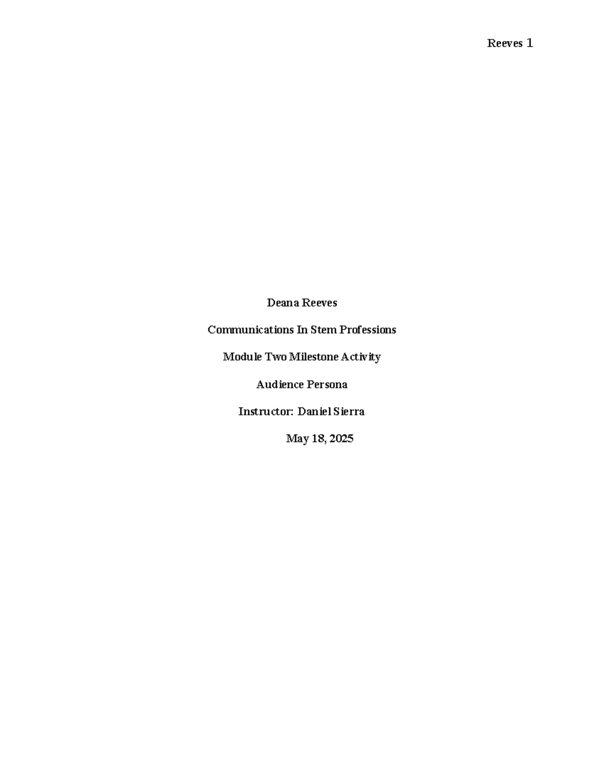 Module 2 Milestone Activity: Audience Persona for DataNanny ...