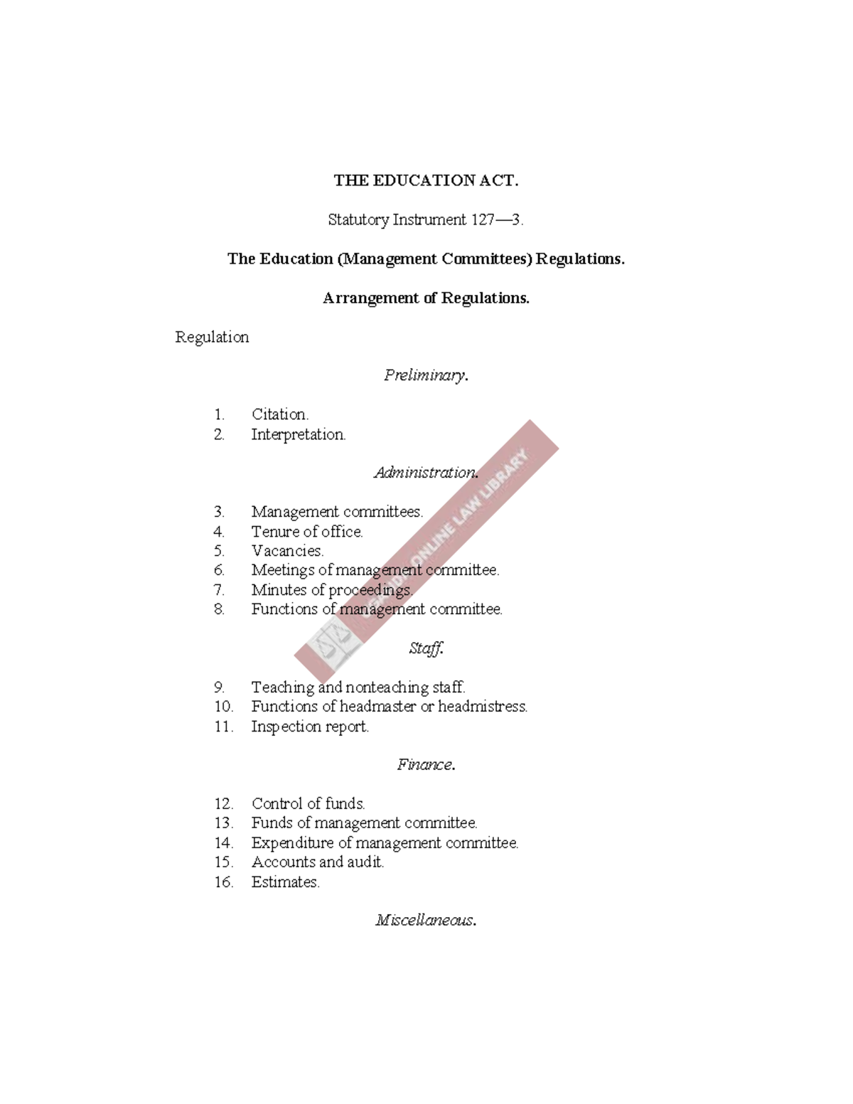 SI 127 3 - Comprehensive Overview of the Education Act Regulations ...