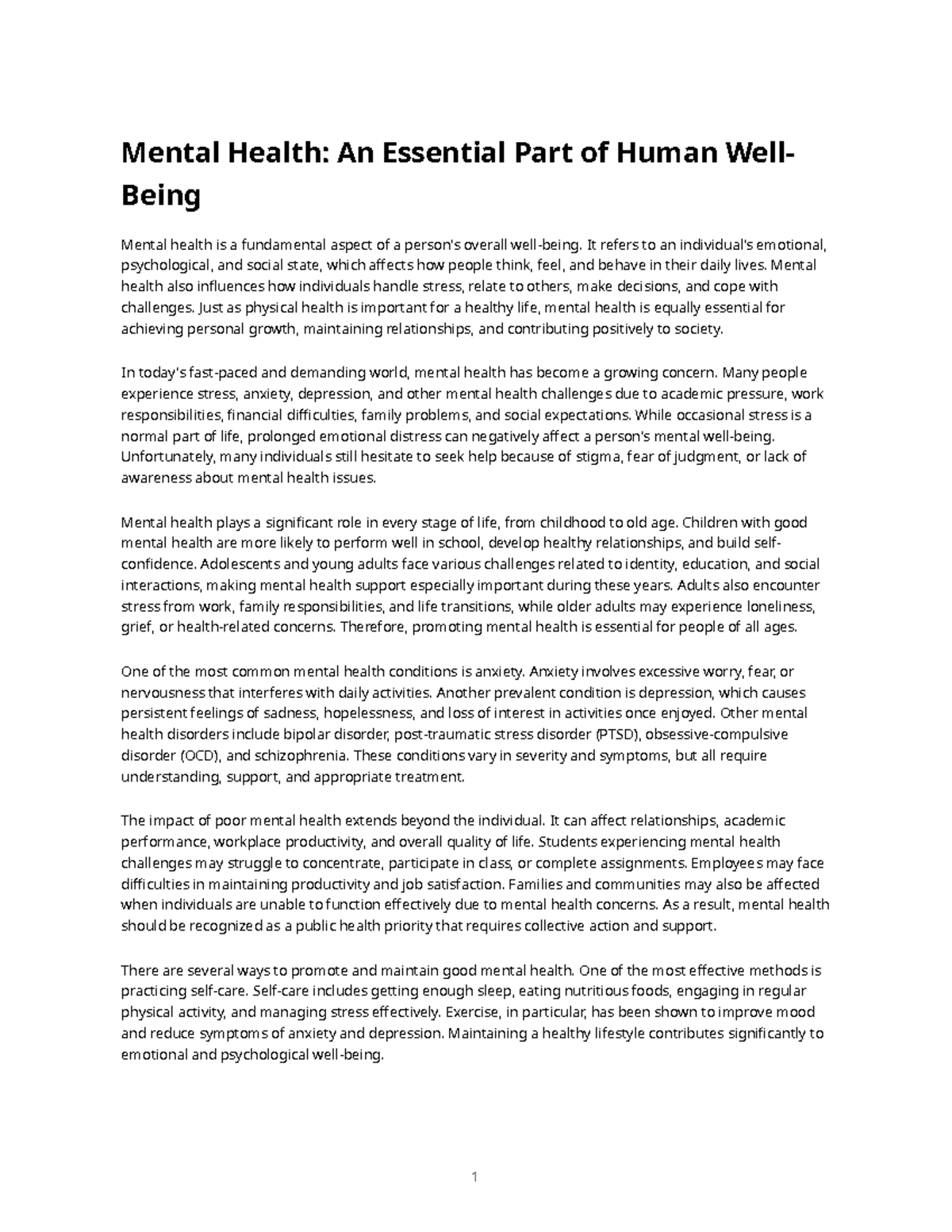 Mental Health: A Vital Component of Well-Being - Studocu
