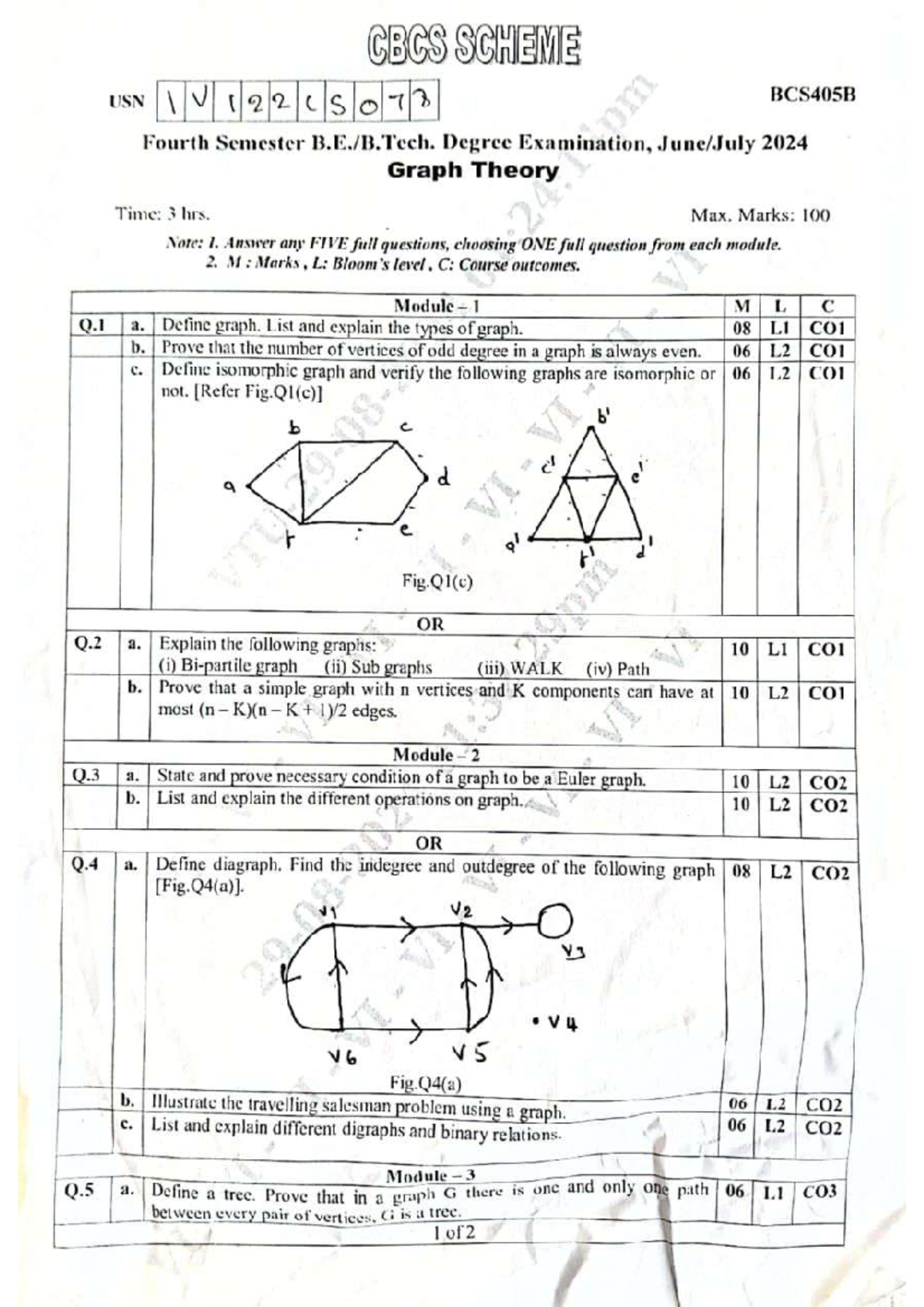 Graph Theory - BCS405B - Fourth Semester Exam Notes 2024 - Studocu