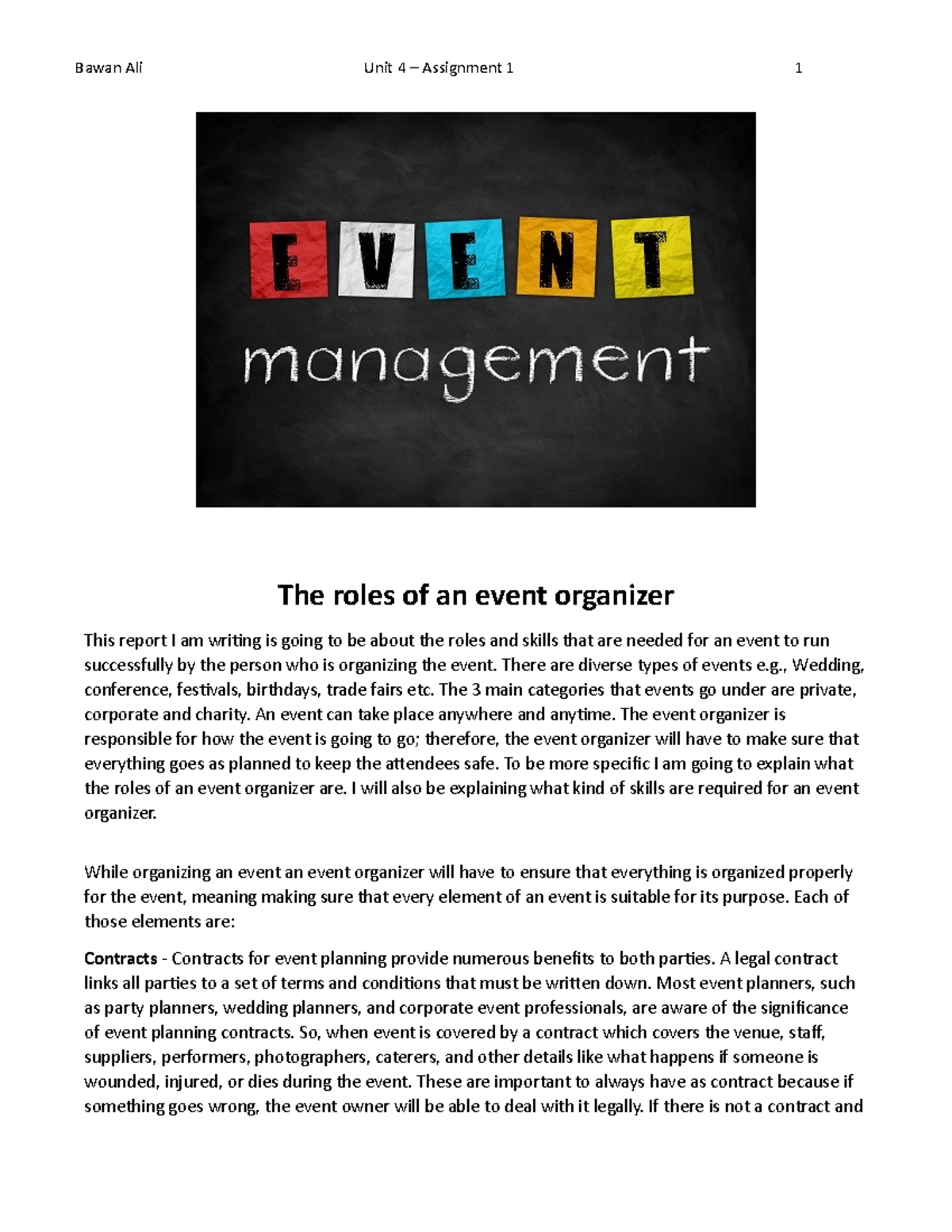 Roles and Skills of an Event Organizer - Studocu
