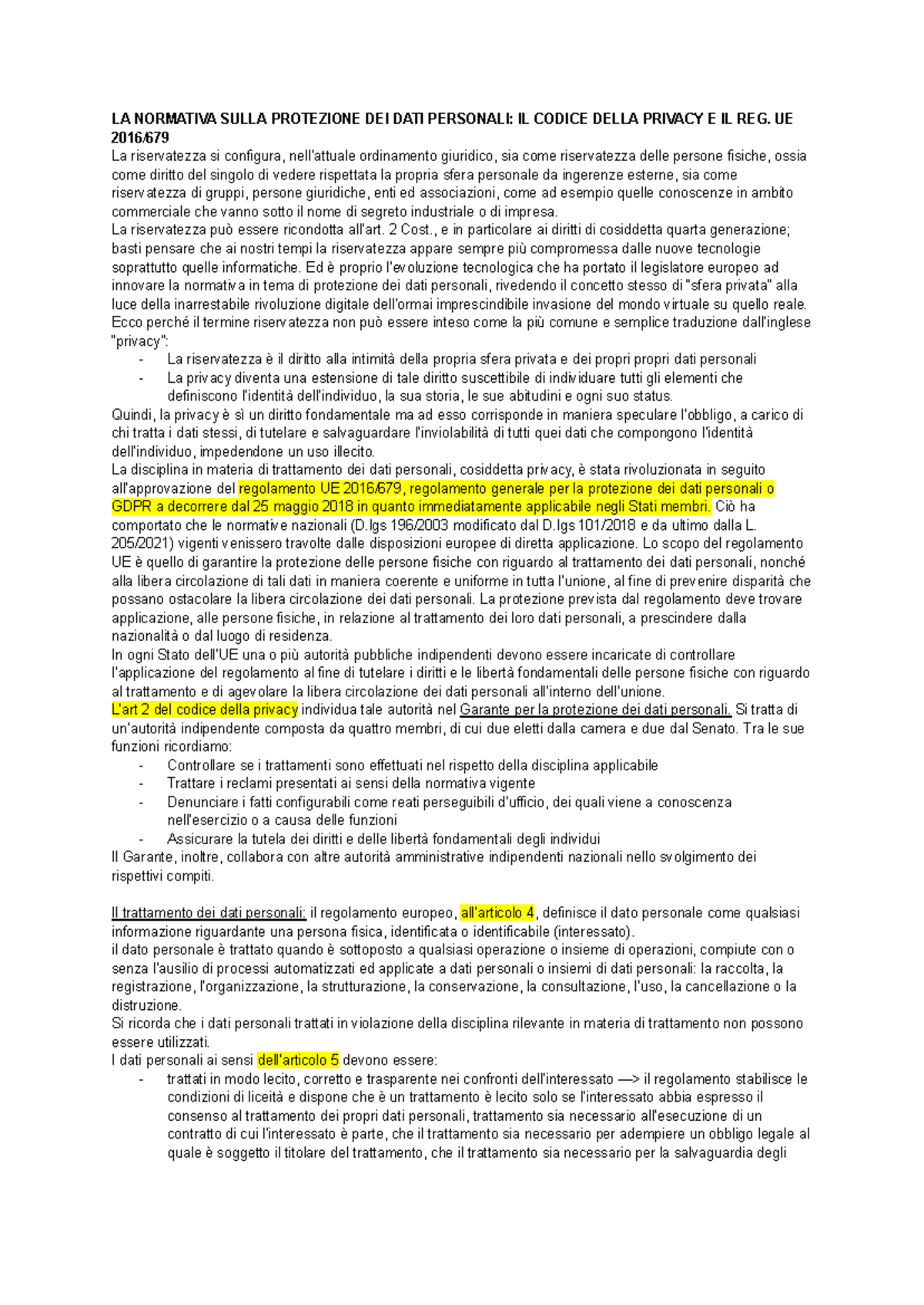 LA NORMATIVA SULLA PROTEZIONE DEI DATI: IL CODICE PRIVACY E IL GDPR ...