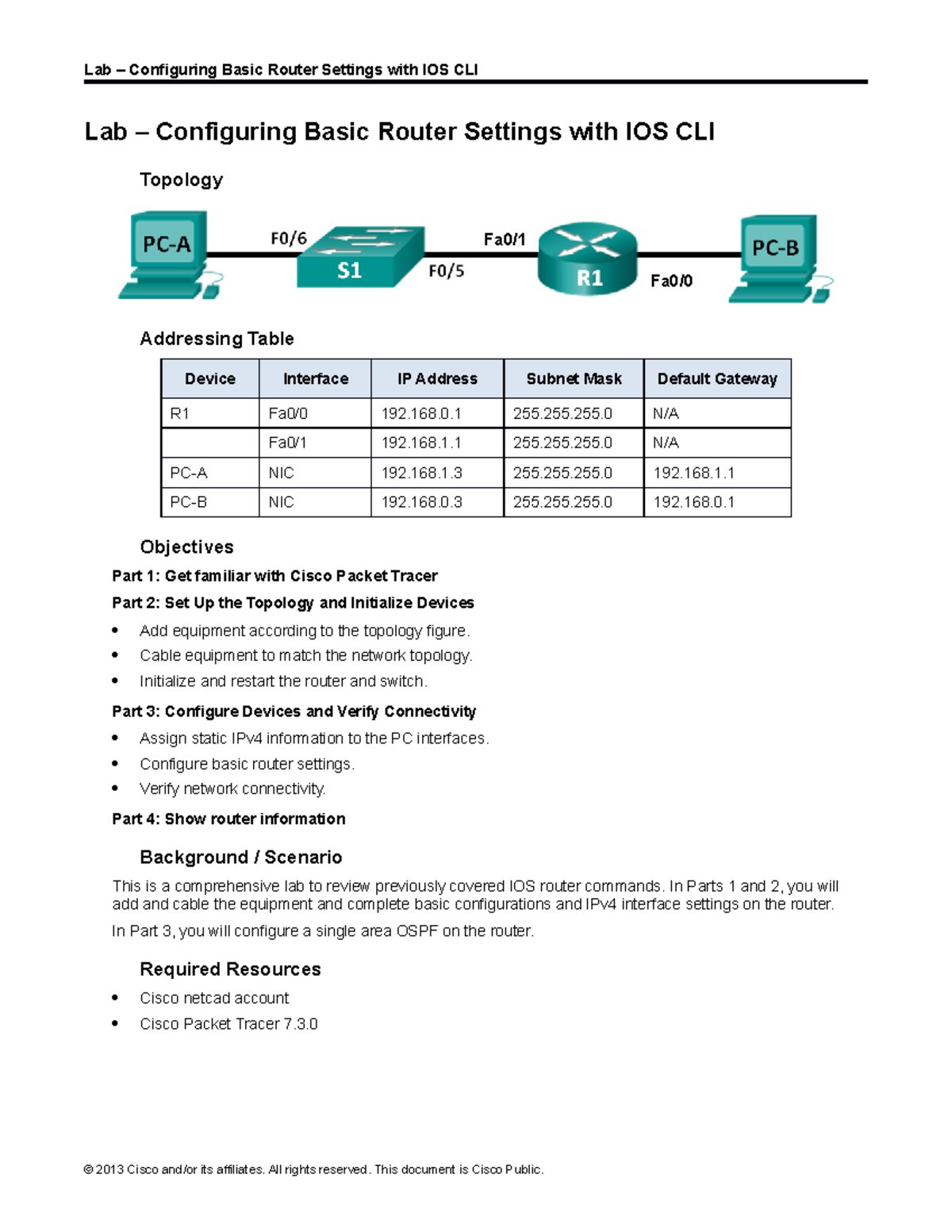 Week 11 Lab: Configuring Router & Switch with Packet Tracer (IOS CLI ...