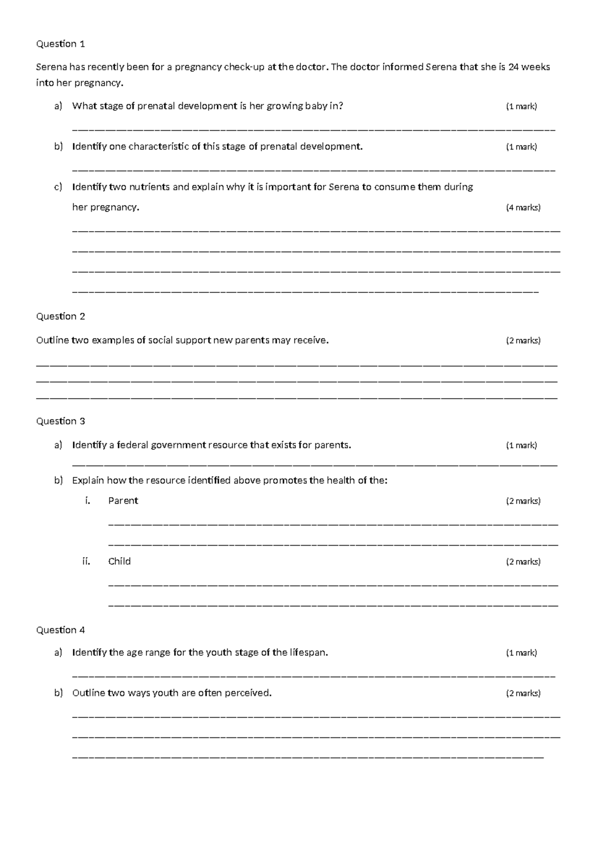 AOS 1 Practice Questions on Prenatal Development and Parenting - Studocu