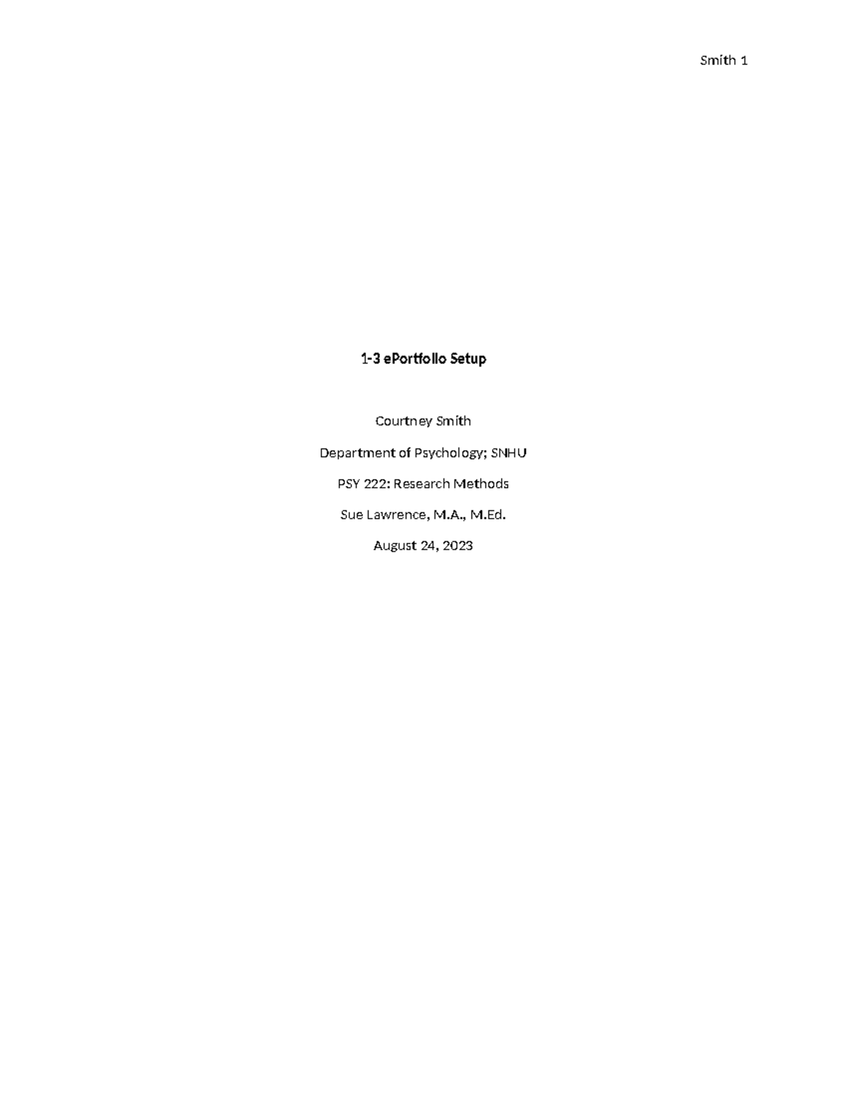PSY 222: 1-3 ePortfolio Setup Guide - Studocu