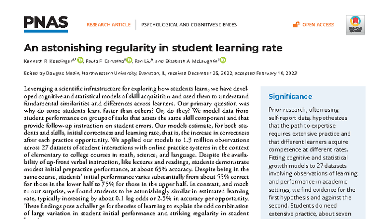 Analysis of Student Learning Rates in Academic Contexts (2023) - Studocu