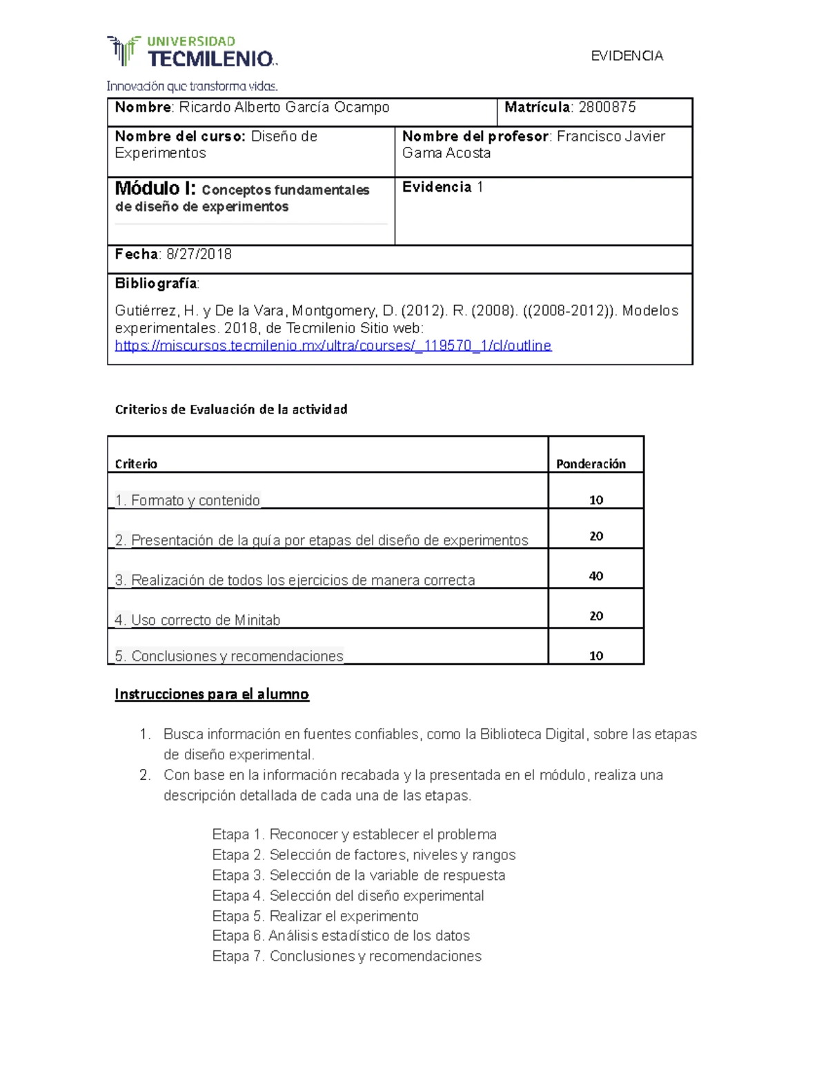 Diseño de Experimentos y Prueba de Hipótesis en Minitab - Actividad 1 ...